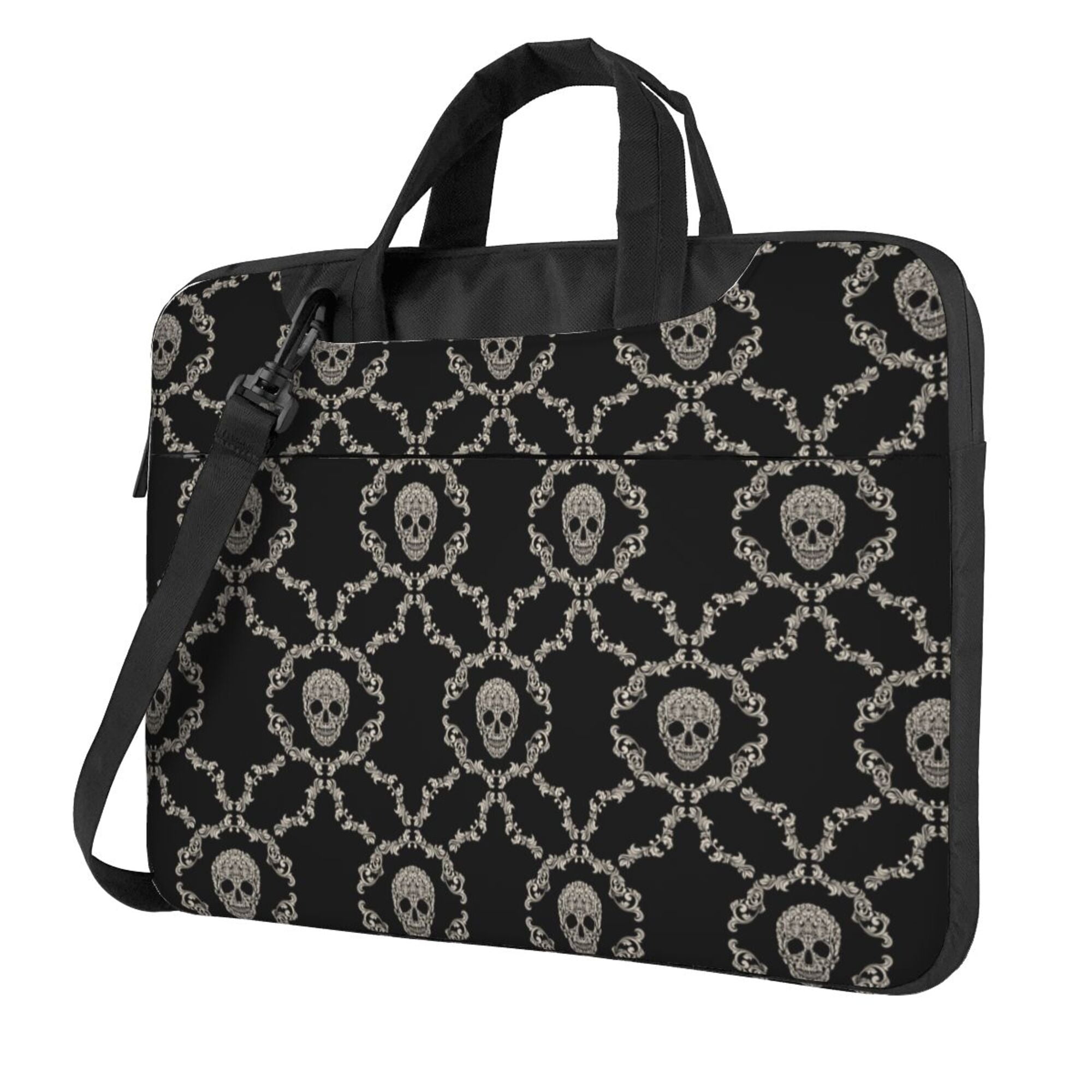 PUREYAH Laptop Case Bag with Compartments for Women, Paisley Skulls ...