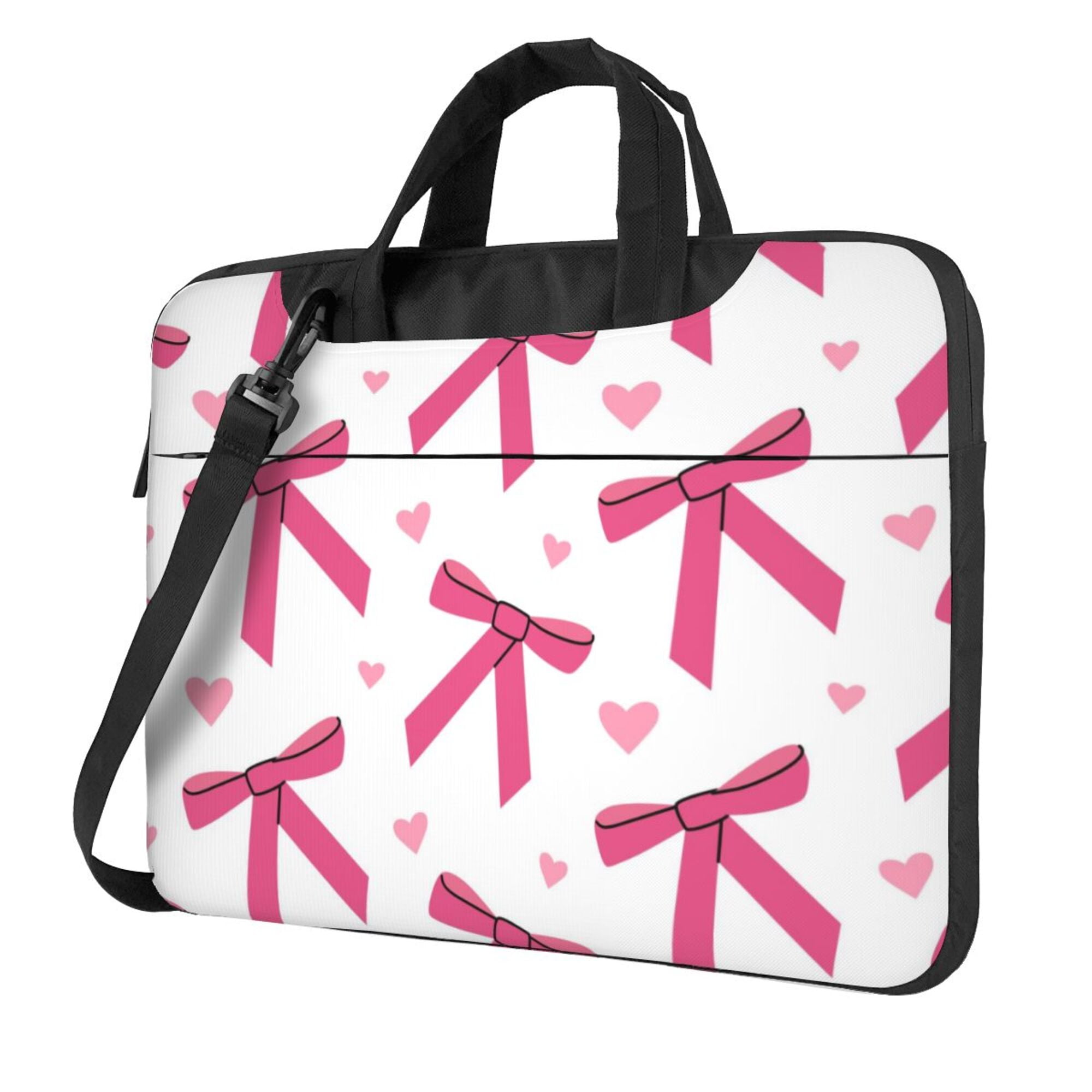 PUREYAH Laptop Case Bag with Compartments for Women, Pink Ribbon Repeat ...