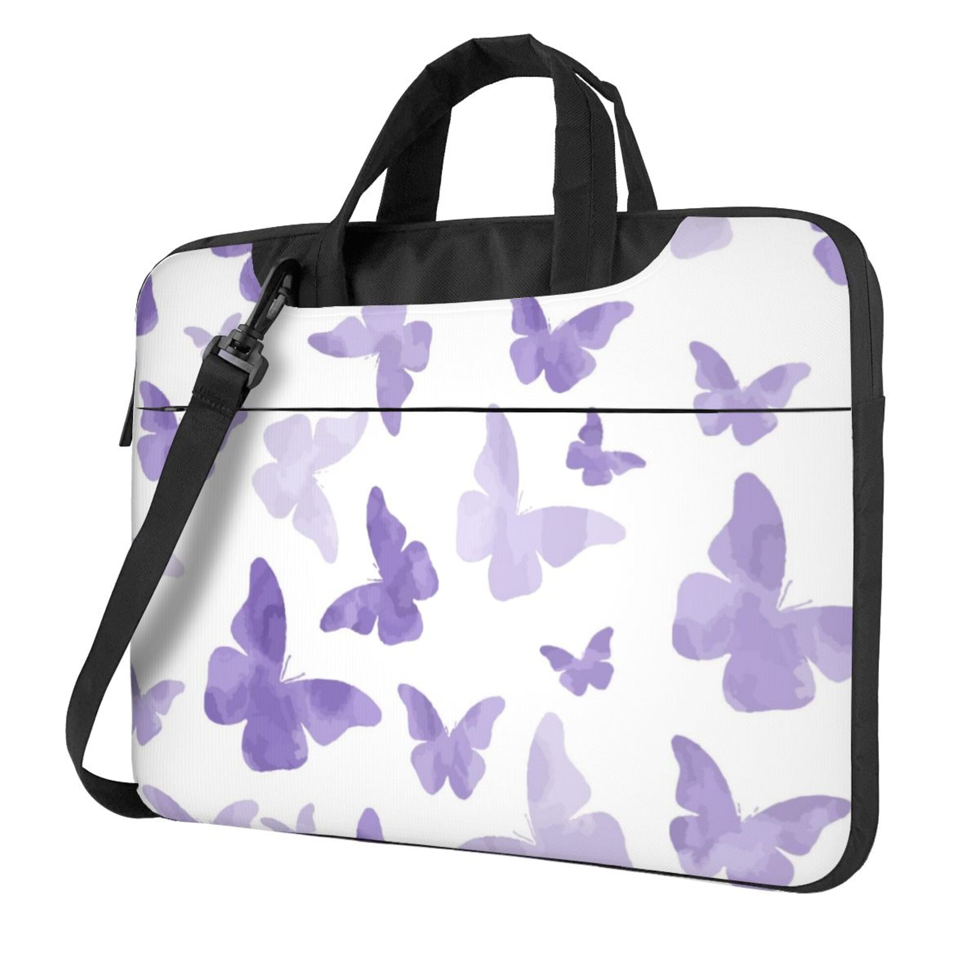 PUREYAH Laptop Case Bag with Compartments for Women, Purple Butterfly ...