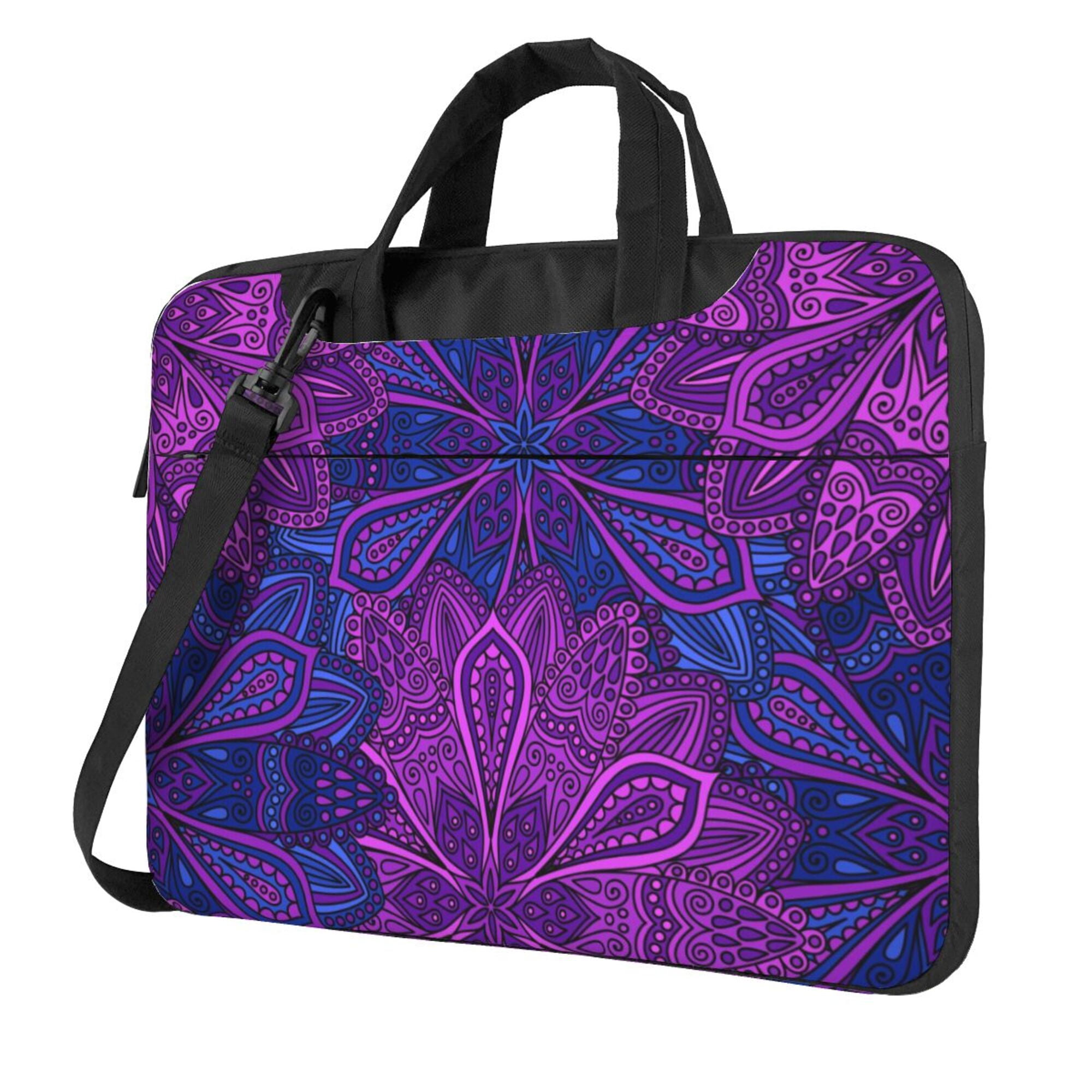 PUREYAH Laptop Case Bag with Compartments for Women, Round Mandala ...