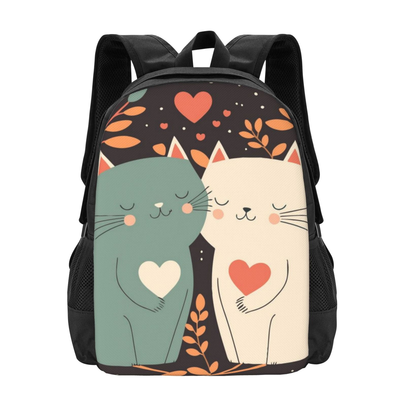 PUREYAH Lightweight Travel Backpack, Simple Modern Couple Cute Cat Valentine Hiking Backpack ...