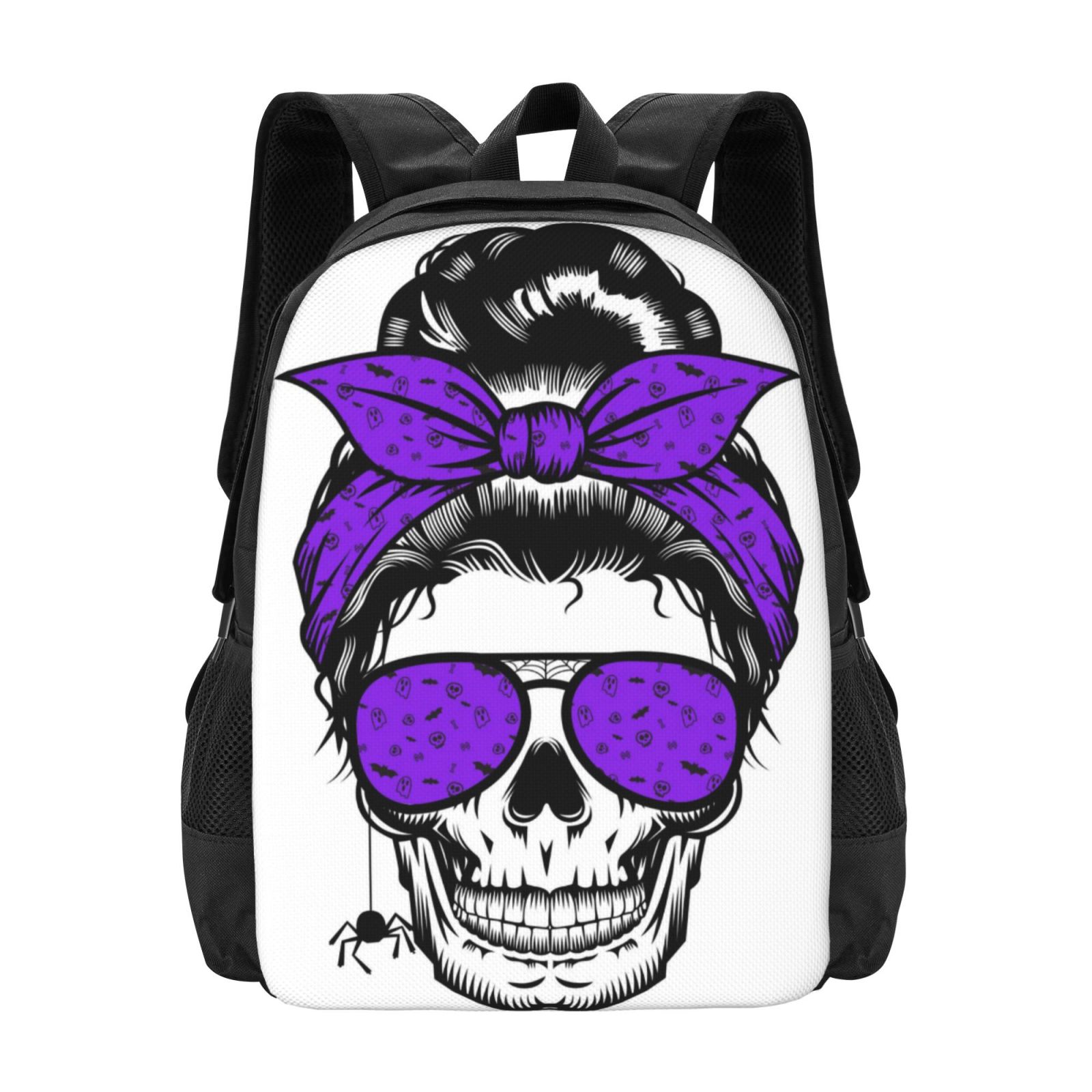 PUREYAH Lightweight Travel Backpack, Simple Modern Messy Bun Skull with ...
