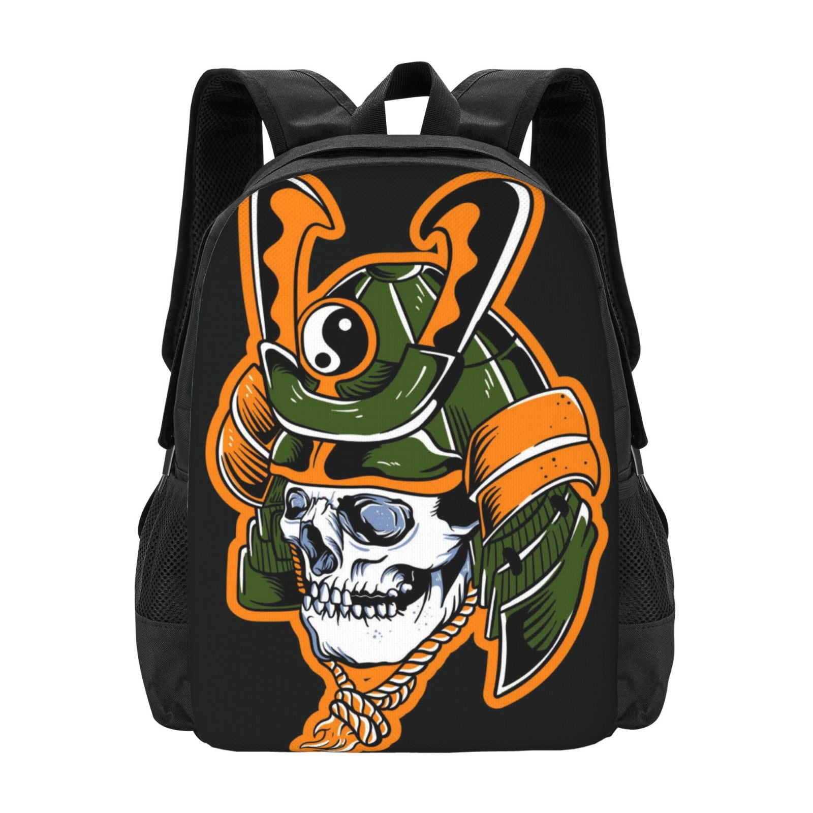 PUREYAH Lightweight Travel Backpack, Simple Modern Samurai Skull Head ...