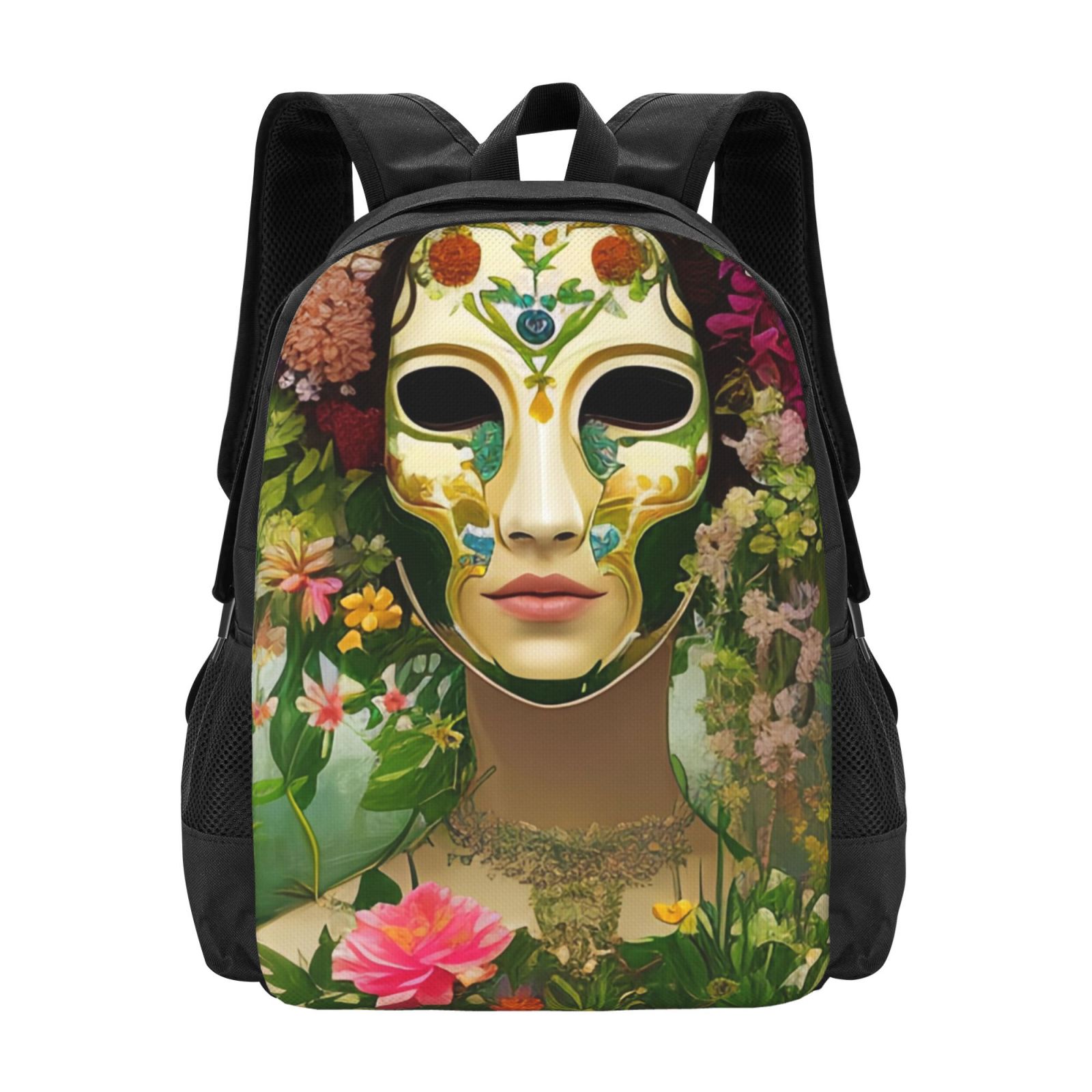 PUREYAH Lightweight Travel Backpack, Simple Modern Woman Mask Flower ...