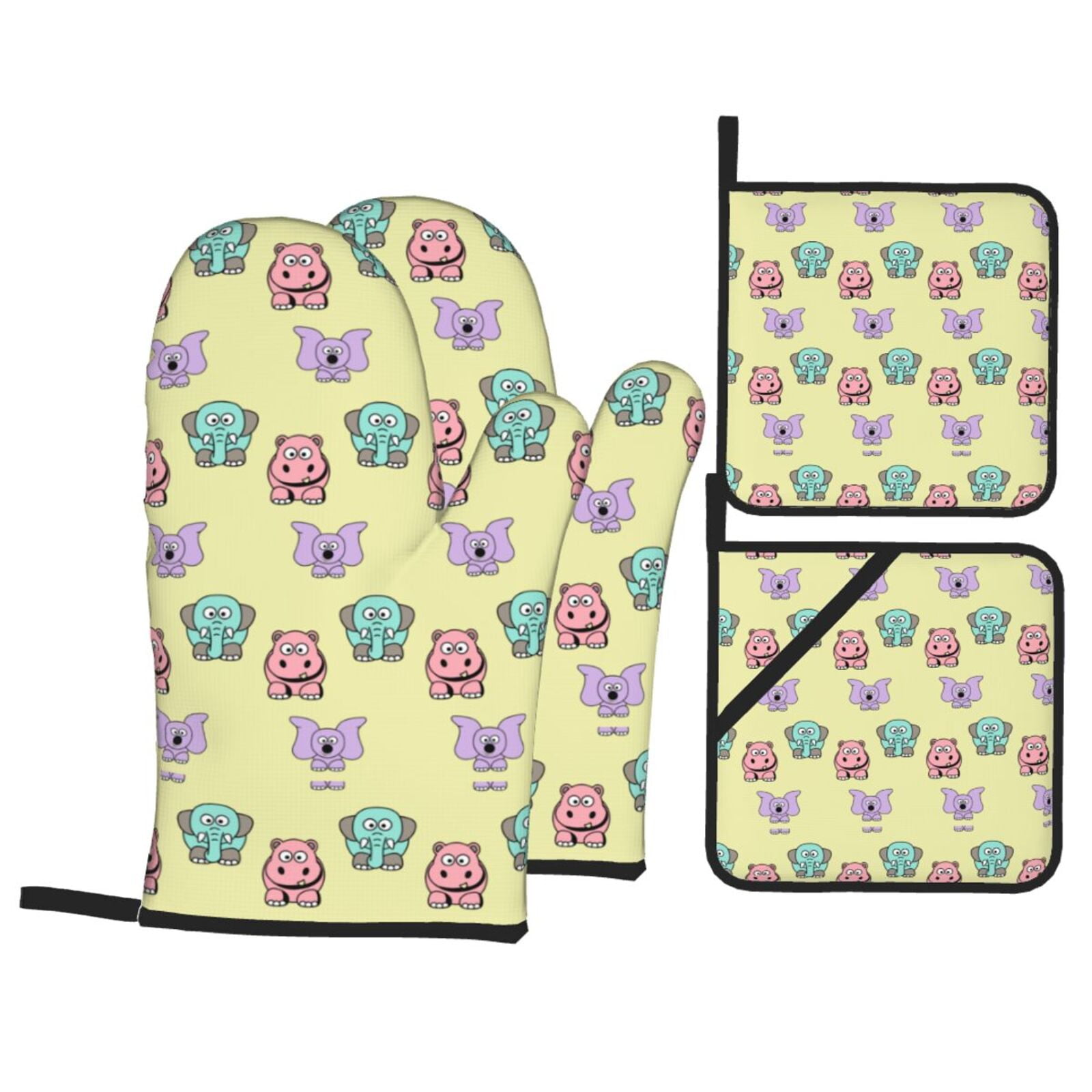 PUREYAH Oven Mitts And Pot Holders Sets, Kitchen Cute Cartoon Pastel ...