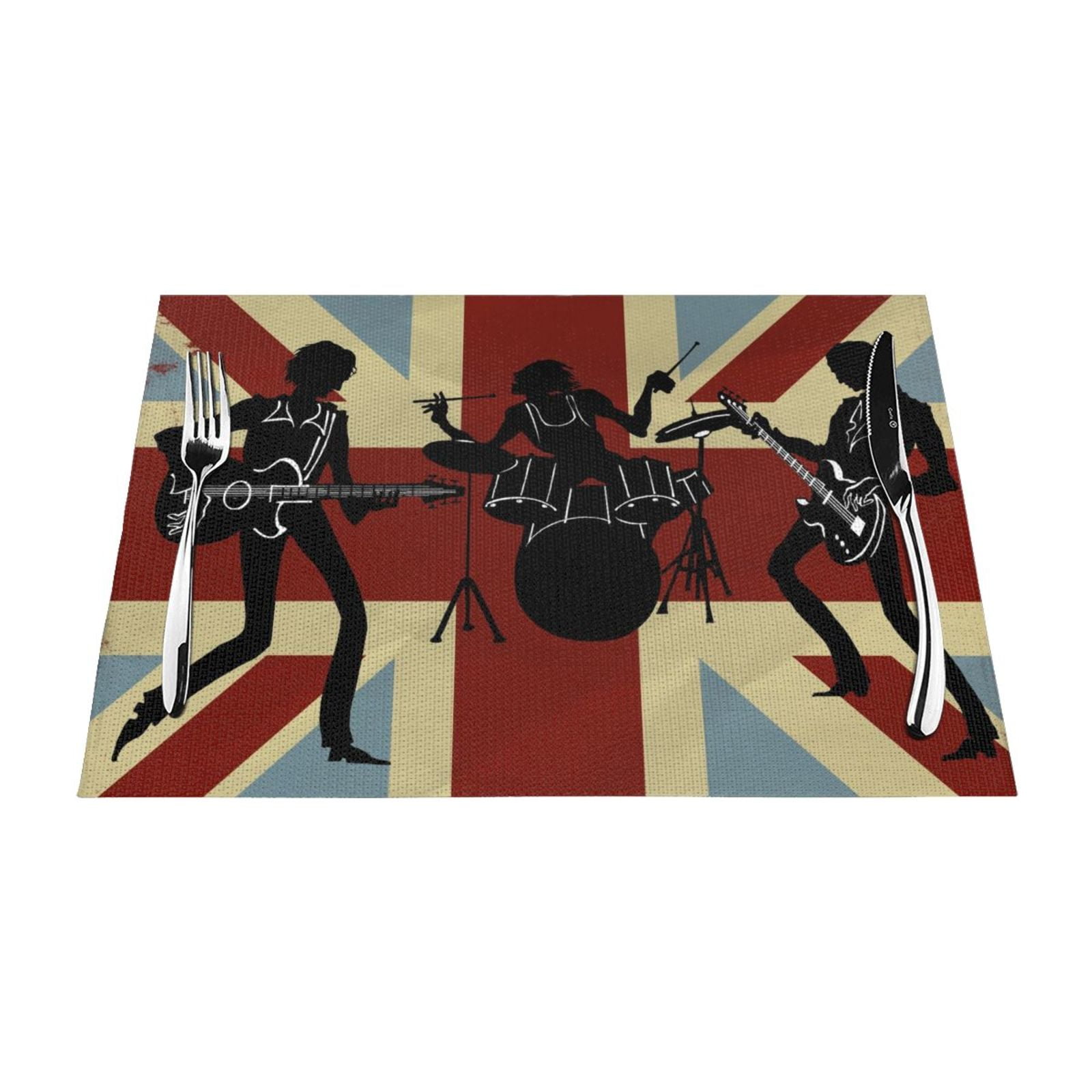 PUREYAH Table Placemats Set of 1 , Washable Heat Resistant British Band ...