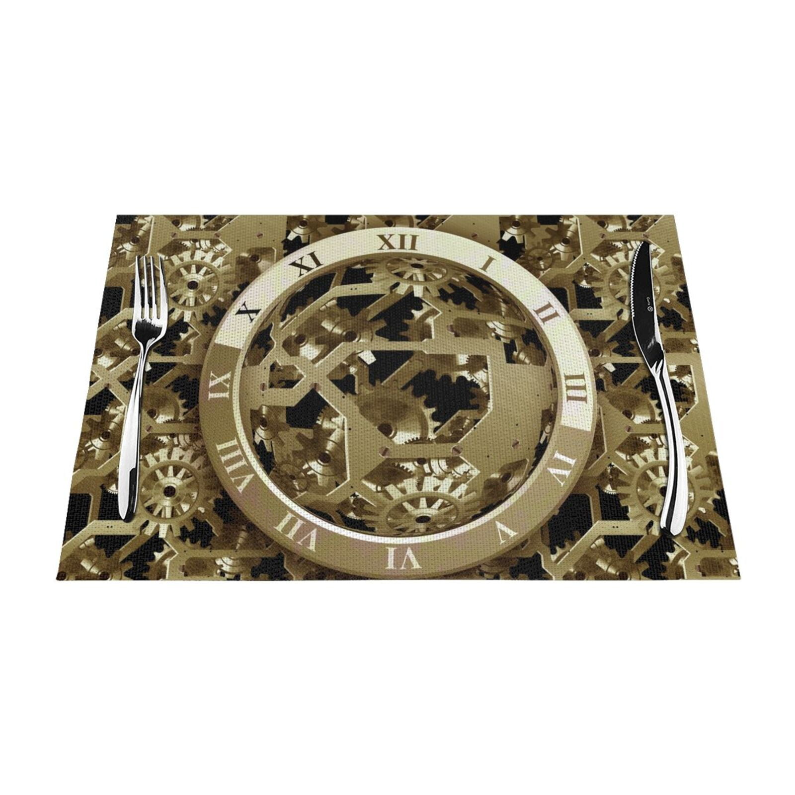 PUREYAH Table Placemats Set of 1 , Washable Heat Resistant Clock Time ...