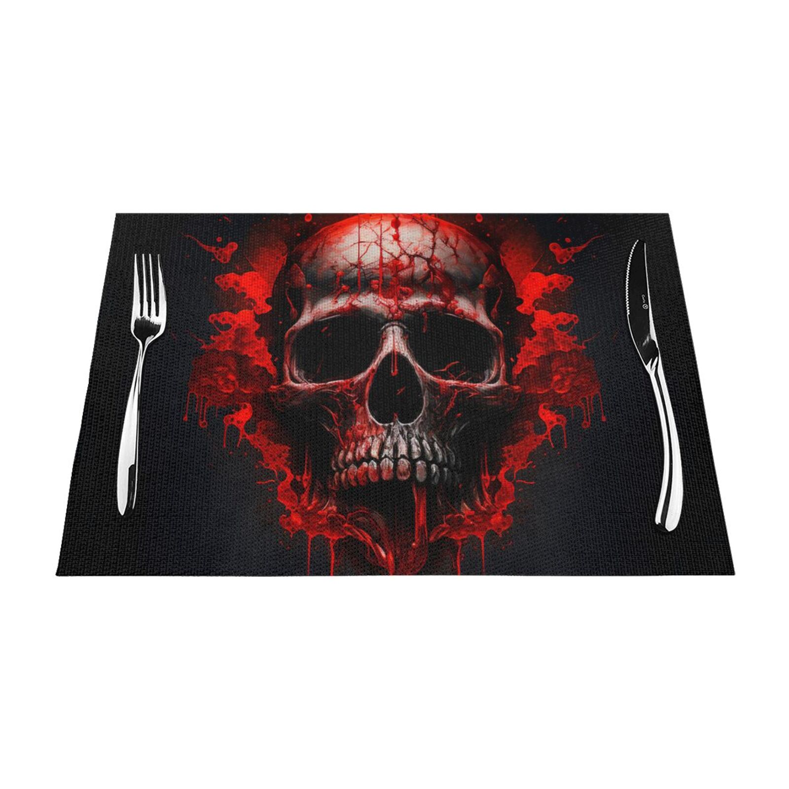 PUREYAH Table Placemats Set of 1 , Washable Heat Resistant Gothic Skull ...