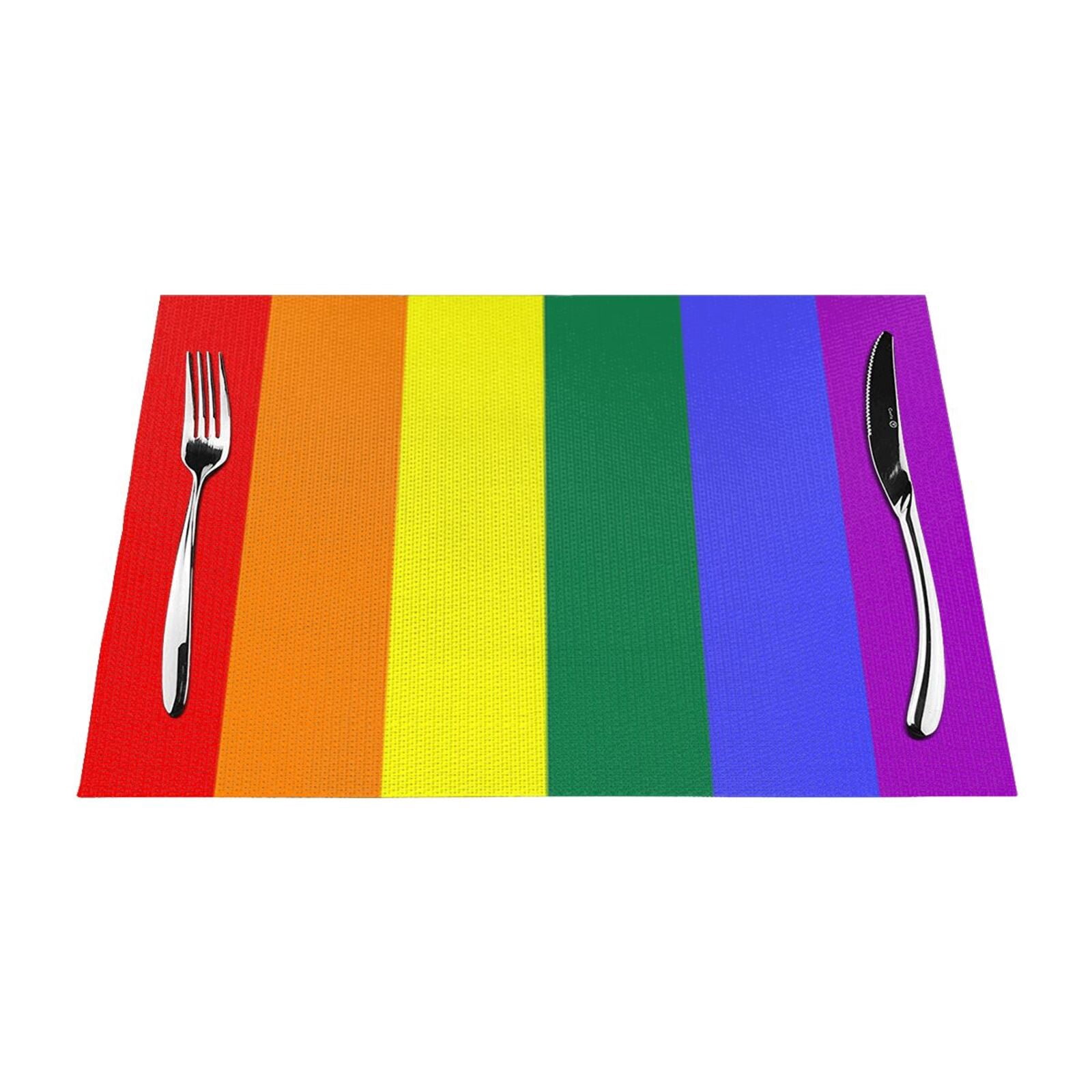 PUREYAH Table Placemats Set of 4 PCS , Washable Heat Resistant Rainbow ...