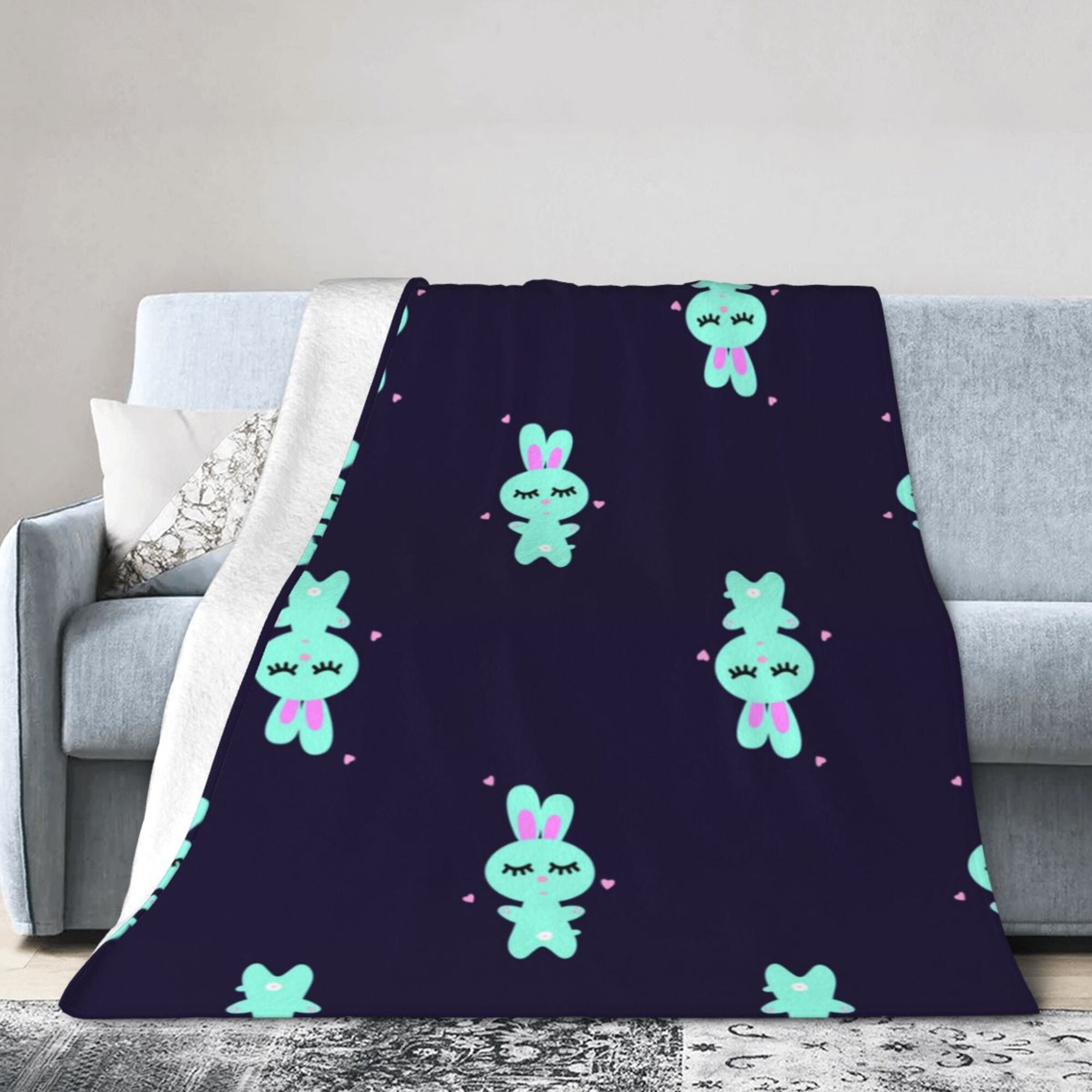 PUREYAH Travel Throw Blanket for Couch, Bunny Children Texture ...