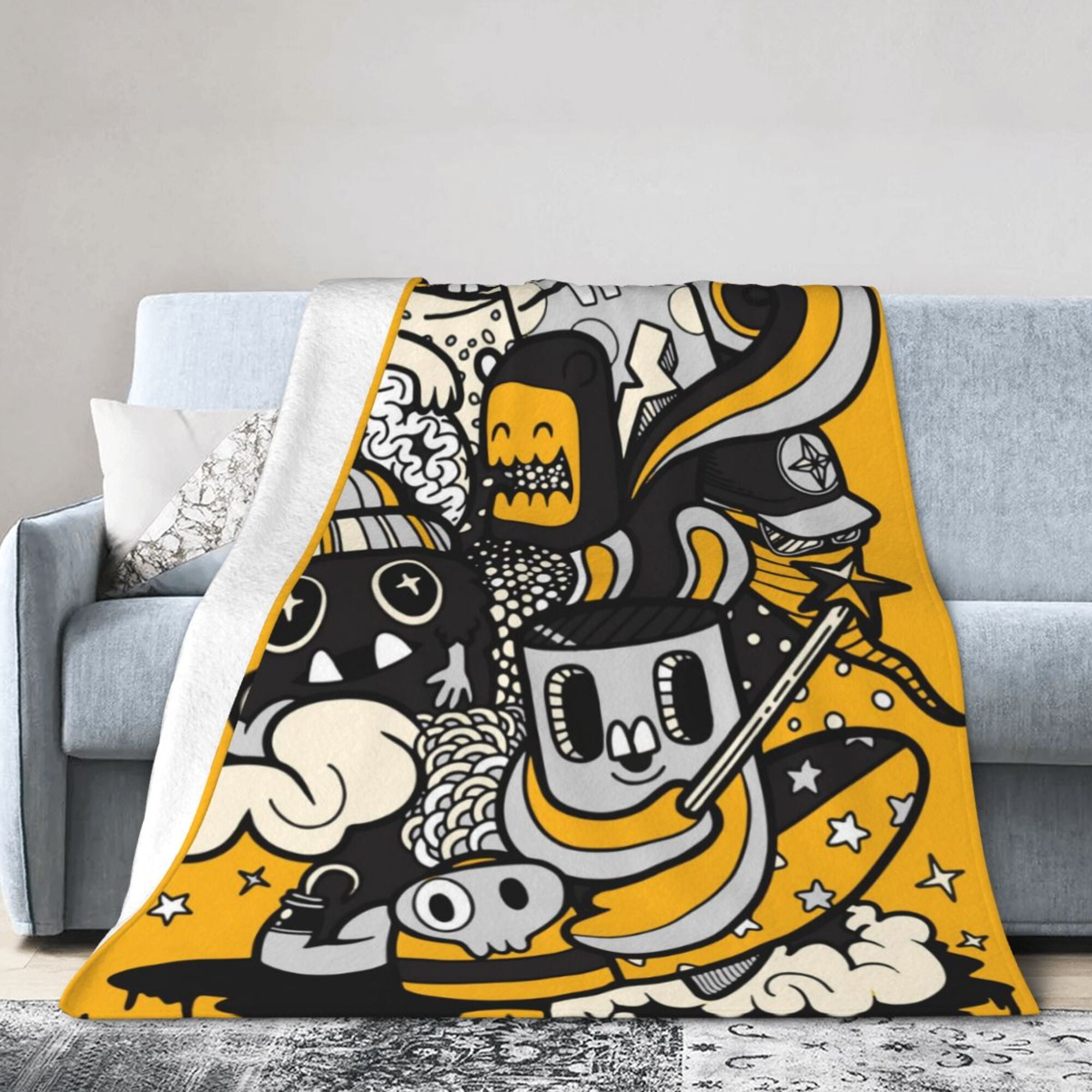 PUREYAH Travel Throw Blanket for Couch, Cute Candy Scary Monsters ...