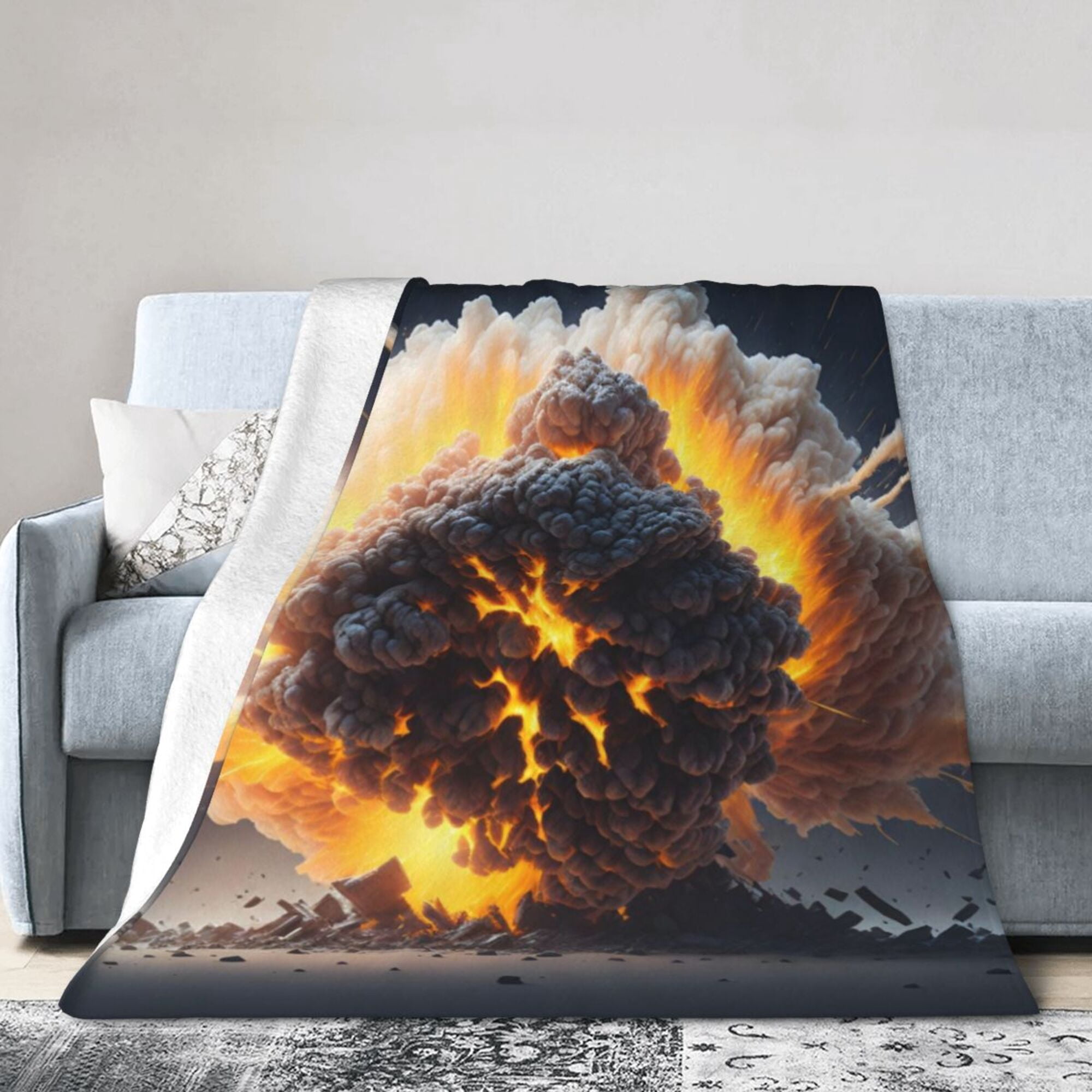 PUREYAH Travel Throw Blanket for Couch, Explosion Fireball Lightweight ...