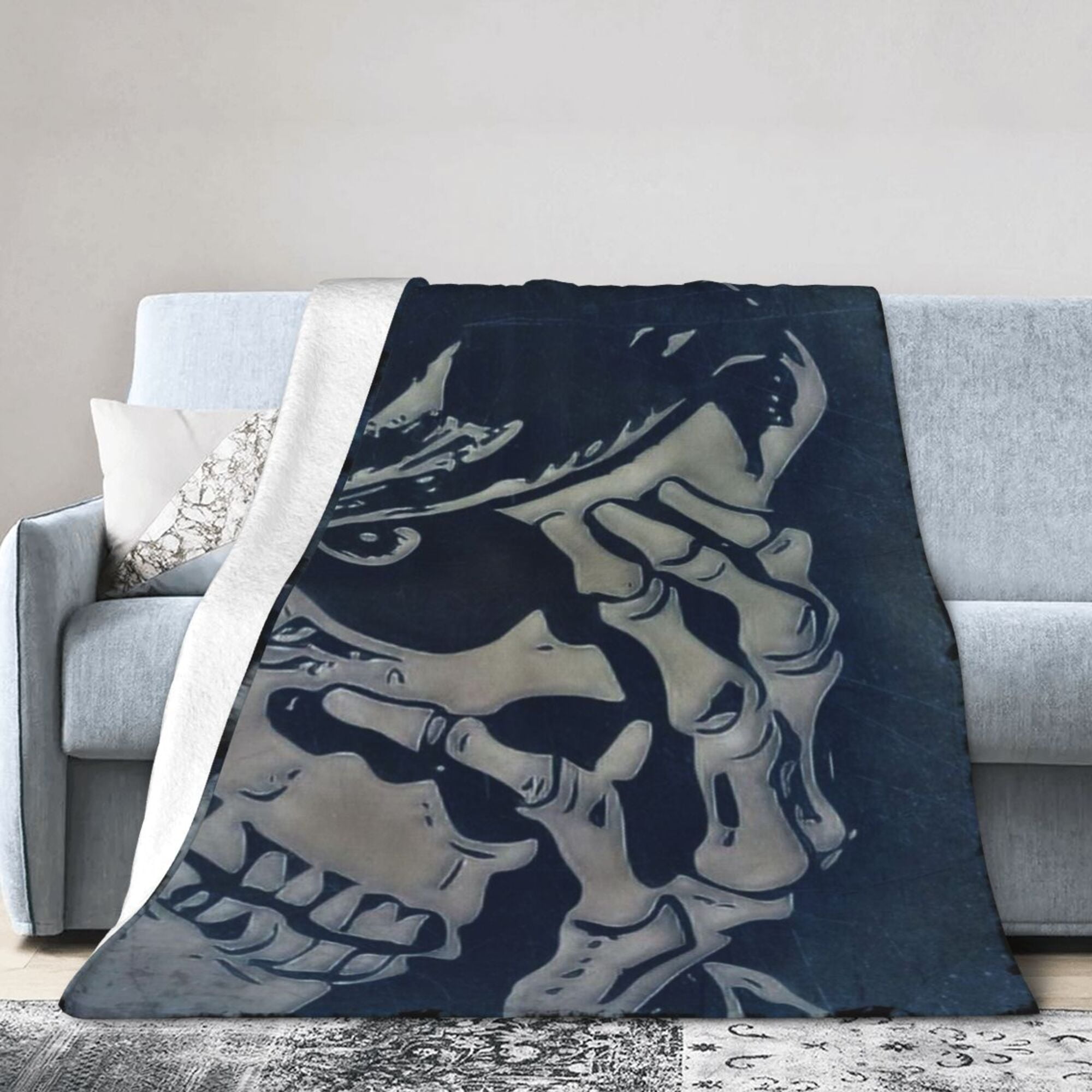 PUREYAH Travel Throw Blanket for Couch, Skeleton Reaper Death ...