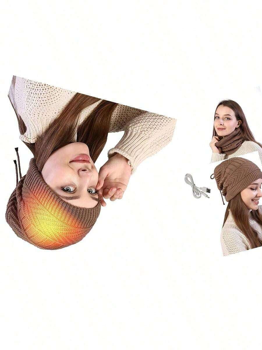 PURFUN Electric Heated Beanie Scarf, 2 In 1 USB Heating Skull Cap ...