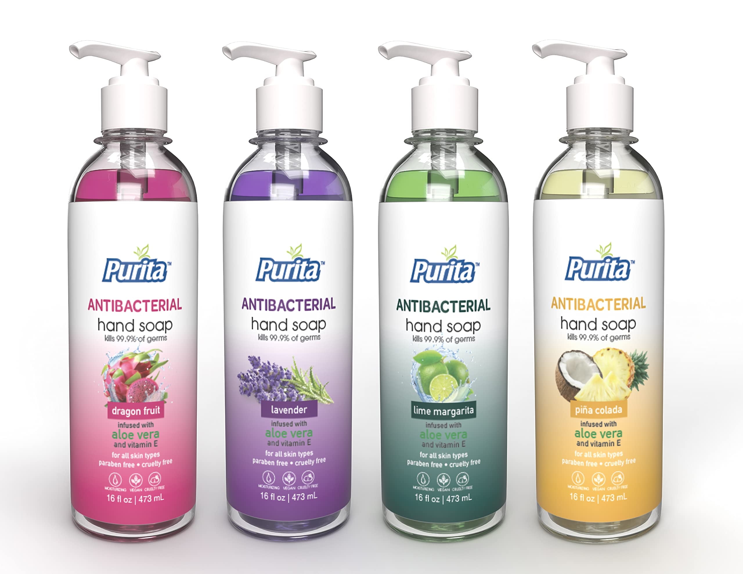 PURITA Antibacterial Liquid Hand Soap (1x Dragon Fruit, Lavender, Pina ...