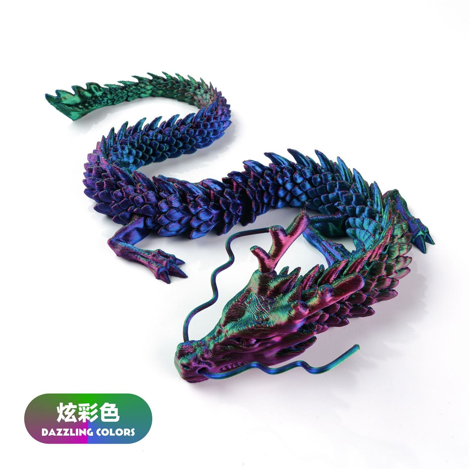 PURJKPU 12 inch 3D Printed Dragon Fidget Toy, Full Articulated Dragon ...