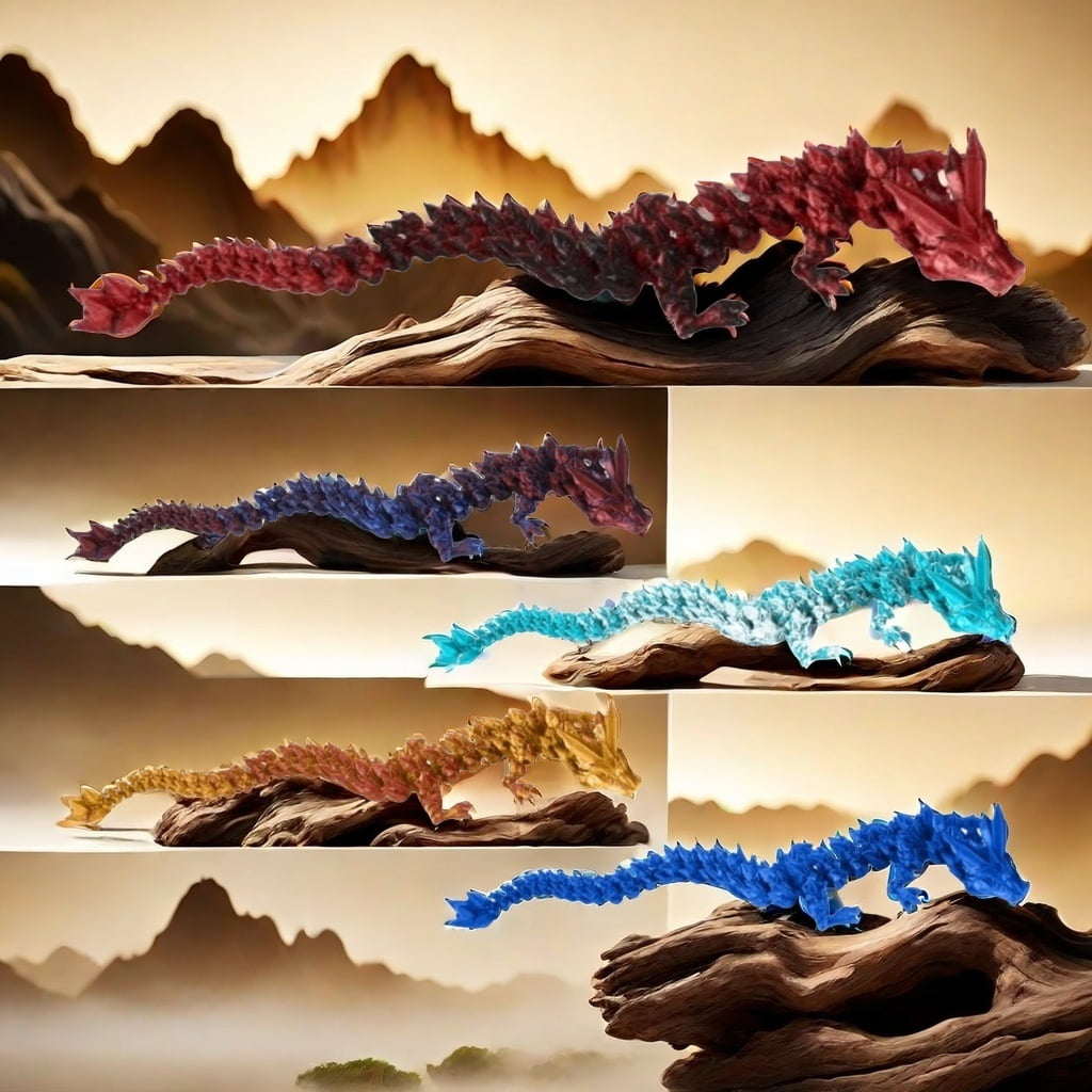 PURJKPU 12 inch 3D Printed Dragon Fidget Toy, Full Articulated Dragon ...