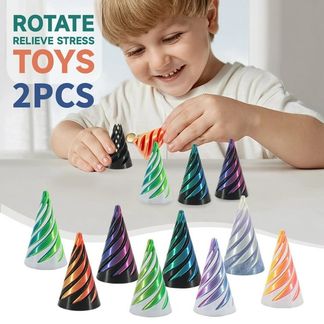 PURJKPU 2PCS Impossible Cone, 3D Printed Spiral Cone Fidget Toy, Mini ...