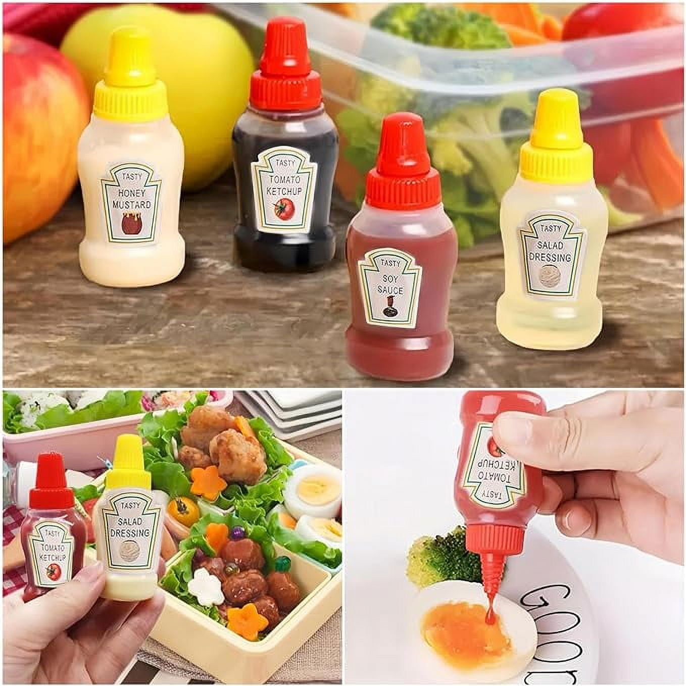 PURJKPU 4 Pieces Mini Condiment Bottles, Mini Ketchup Bottle, Small ...