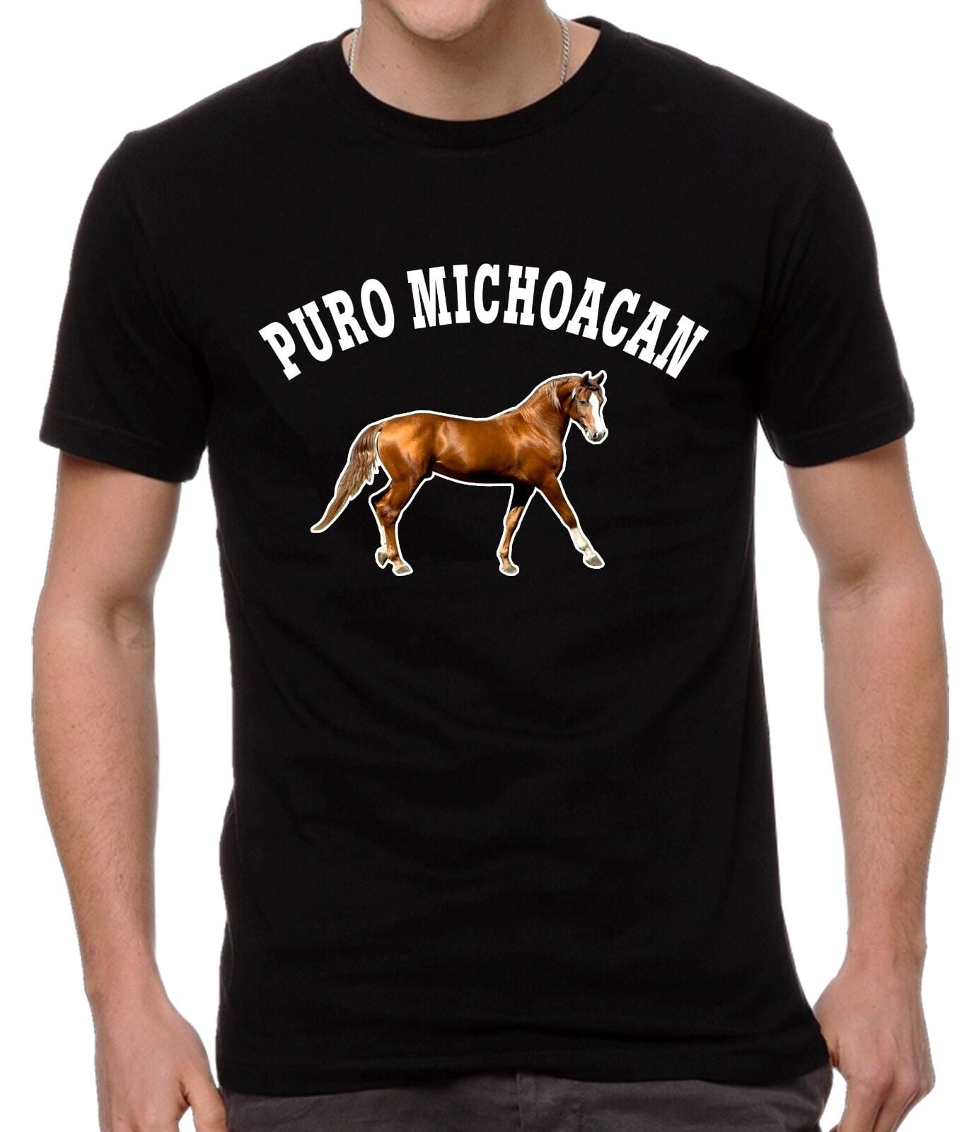 PURO MICHOACAN T-Shirt Design Horse for Men's Color Black - Walmart.com