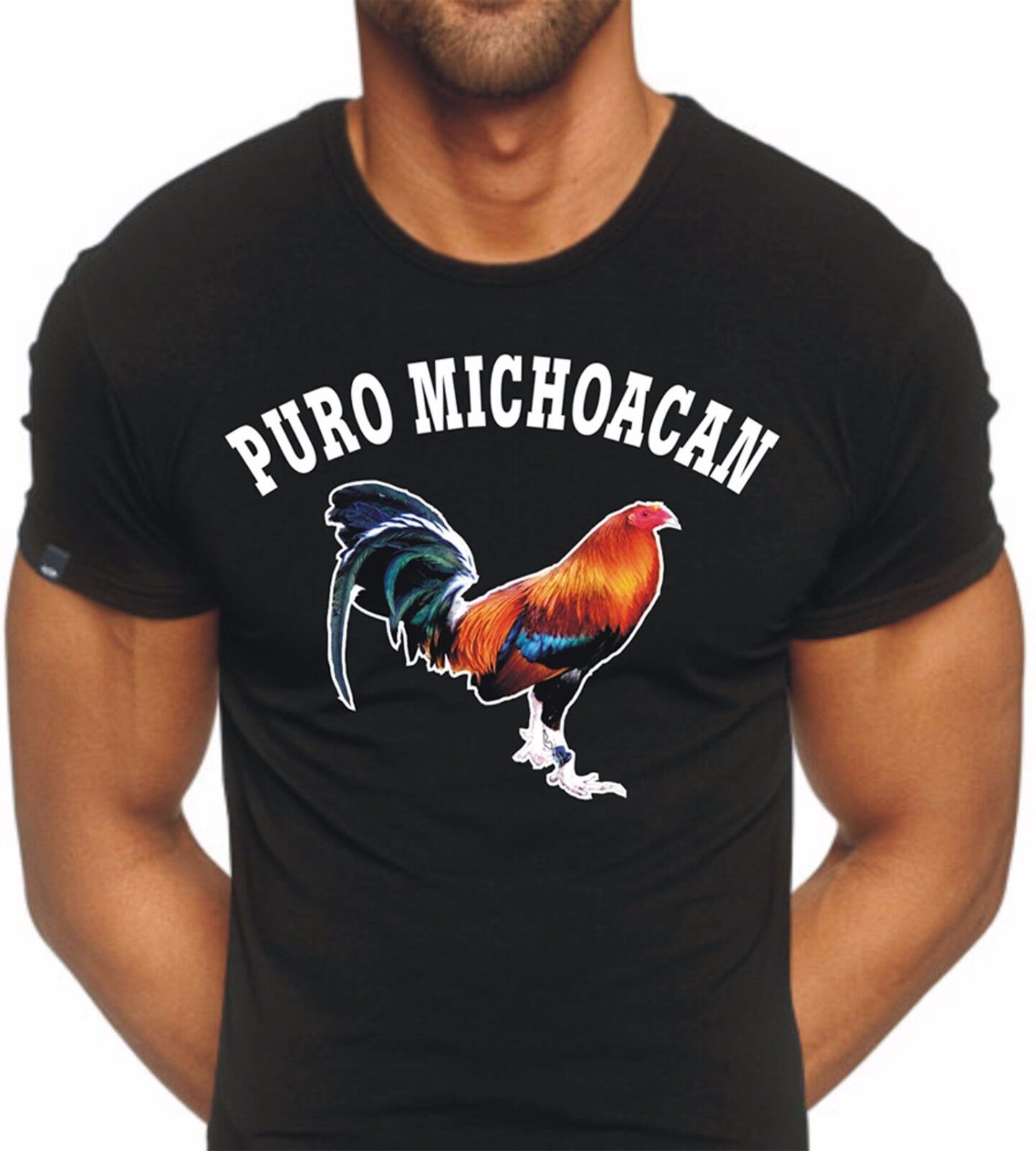 PURO MICHOACAN T-Shirt Design Rooster for Men's Color Black_100% Cotton ...