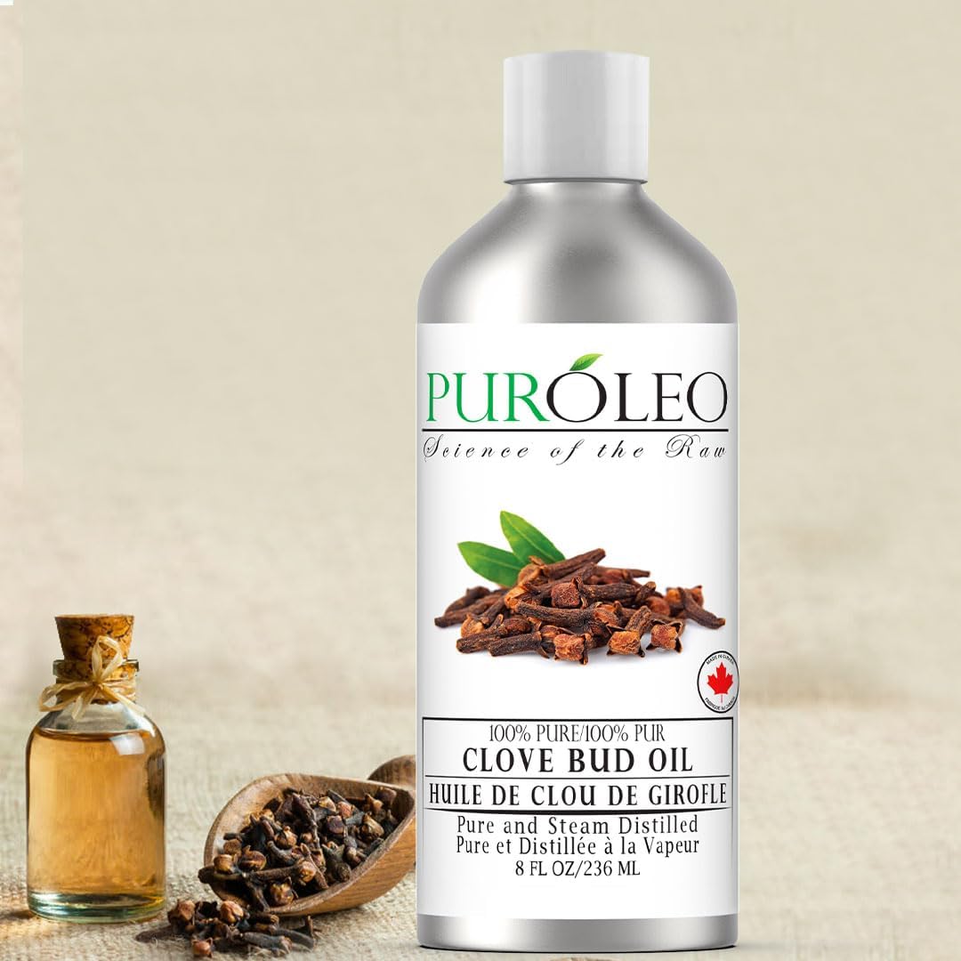 PUROLEO Clove Bud Essential Oil 8 Fl Oz/236 ML (Packed In Canada) 100% Pure and Natural, Steam ...