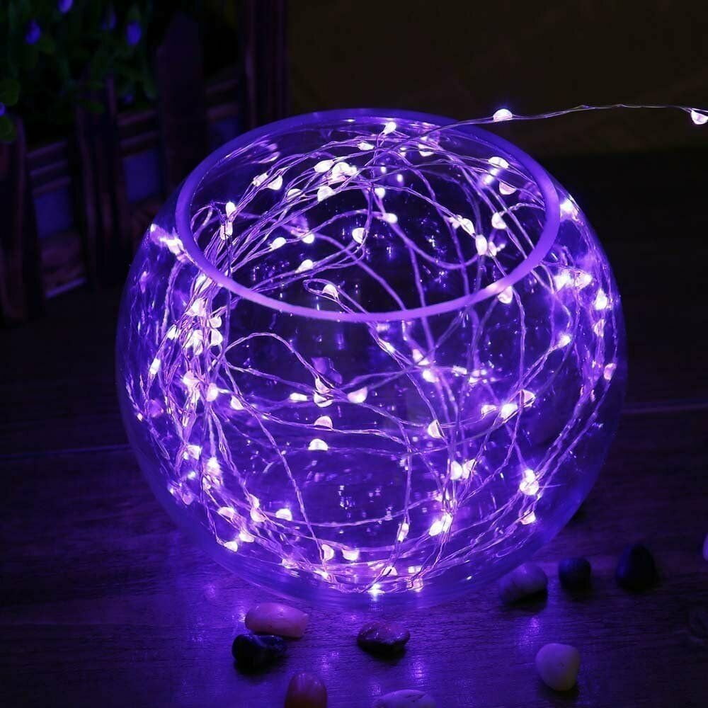PURPLE 100 LED 32ft Fairy String Lights Copper Wires Event Party ...