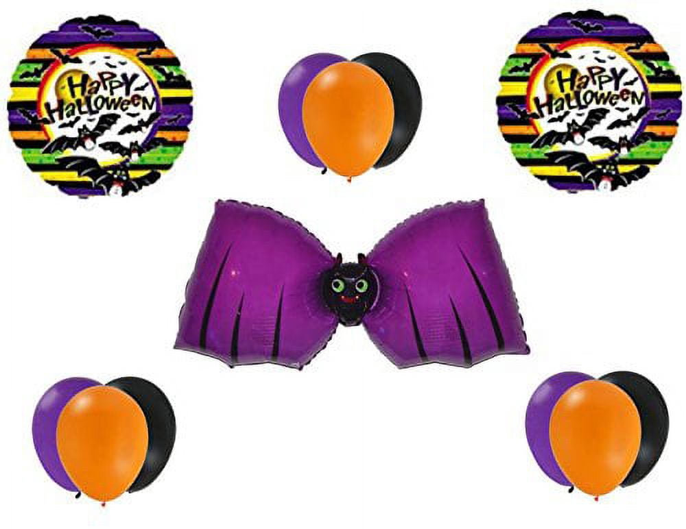 PURPLE BAT HALLOWEEN Party Balloons Decoration Supplies Birthday Scary ...