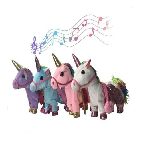 PURPLE BATTERY OPERATED REMOTE CONTROL WALKING RAINBOW UNICORN WITH ...