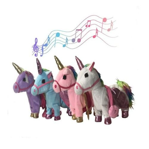PURPLE BATTERY OPERATED REMOTE CONTROL WALKING RAINBOW UNICORN WITH ...