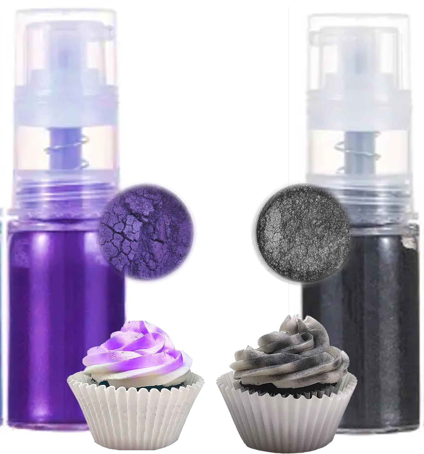 PURPLE and BLACK Edible glitter powder LUSTER DUST spray pump for cake ...