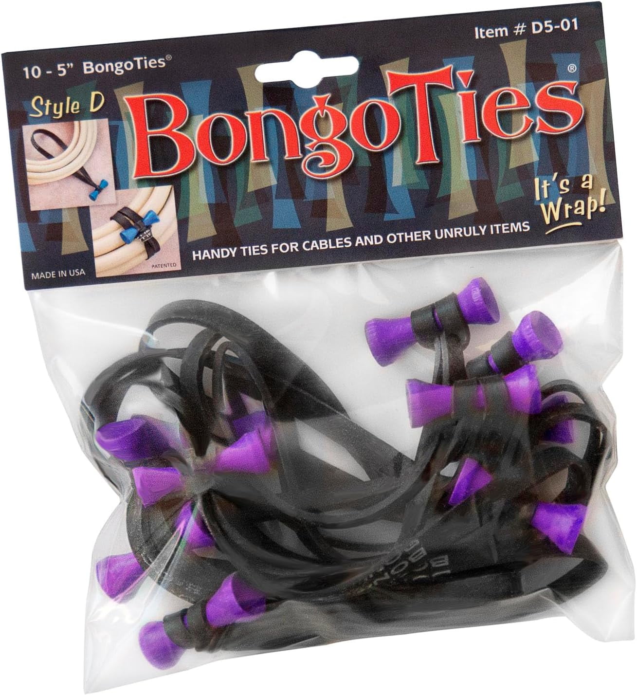 PURPLE & BLACK "UBE" Bongo Ties - 10 Pack "Style-D" ~ Professional ...