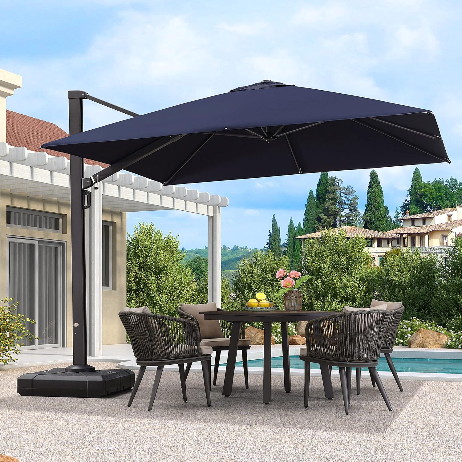 GARDEN 10 Ft Offset Cantilever Umbrellas for Patio Outdoor Shade, Gray ...