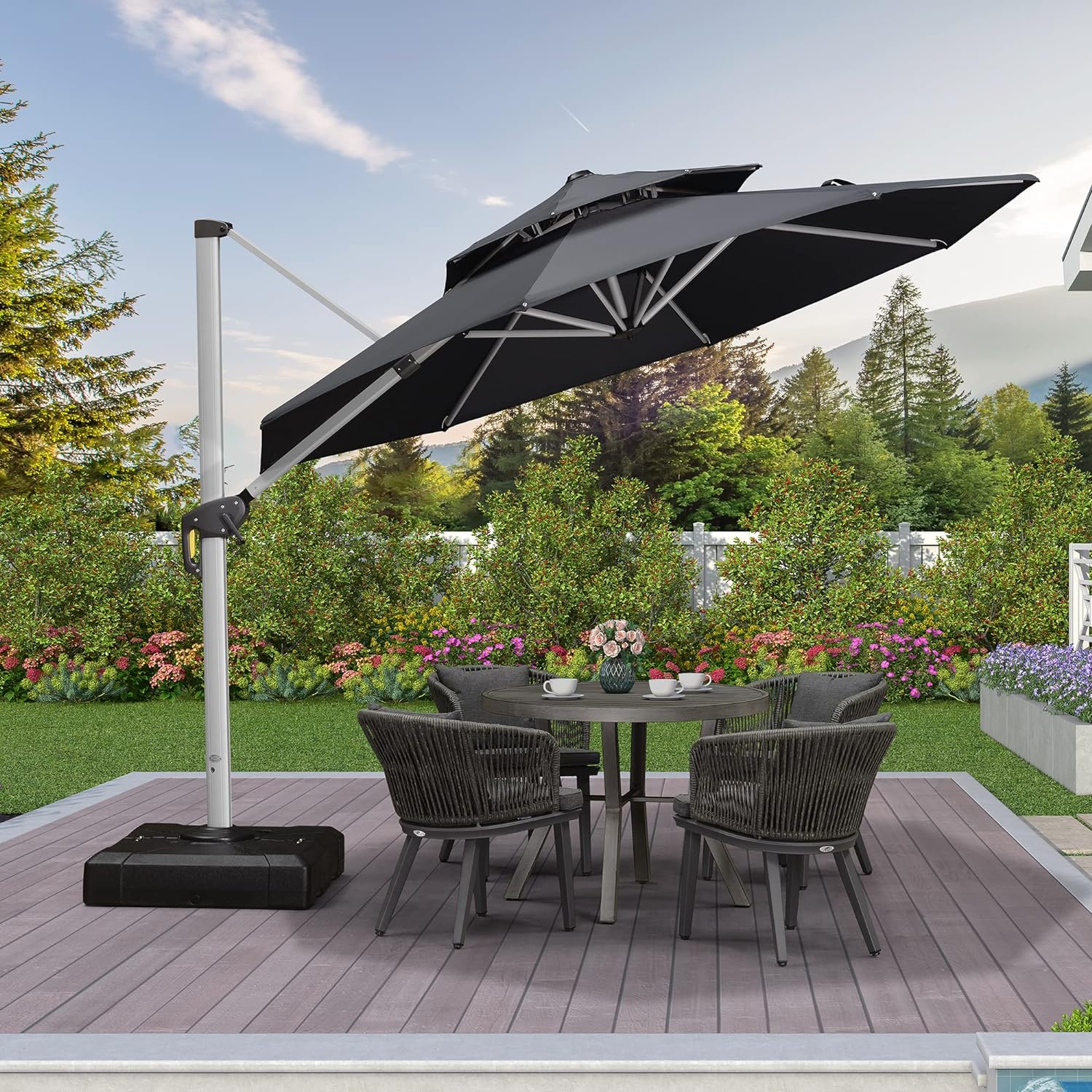 GARDEN 10 Ft Offset Cantilever Umbrellas for Patio Outdoor Shade, Black ...