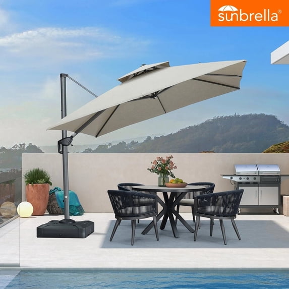 PURPLE LEAF 10 Feet Sunbrella Cantilever Umbrella Outdoor Double Top ...