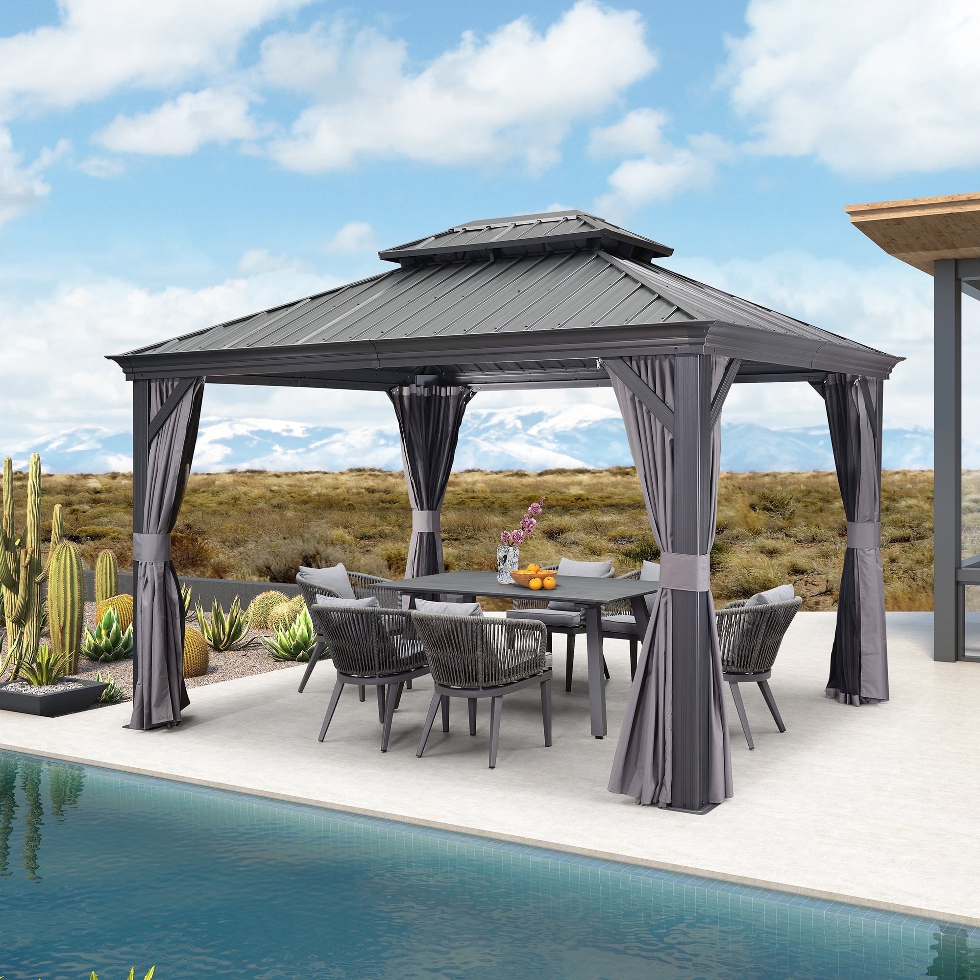 PURPLE LEAF 10' X 12' Permanent Hardtop Gazebo Aluminum Gazebo with ...