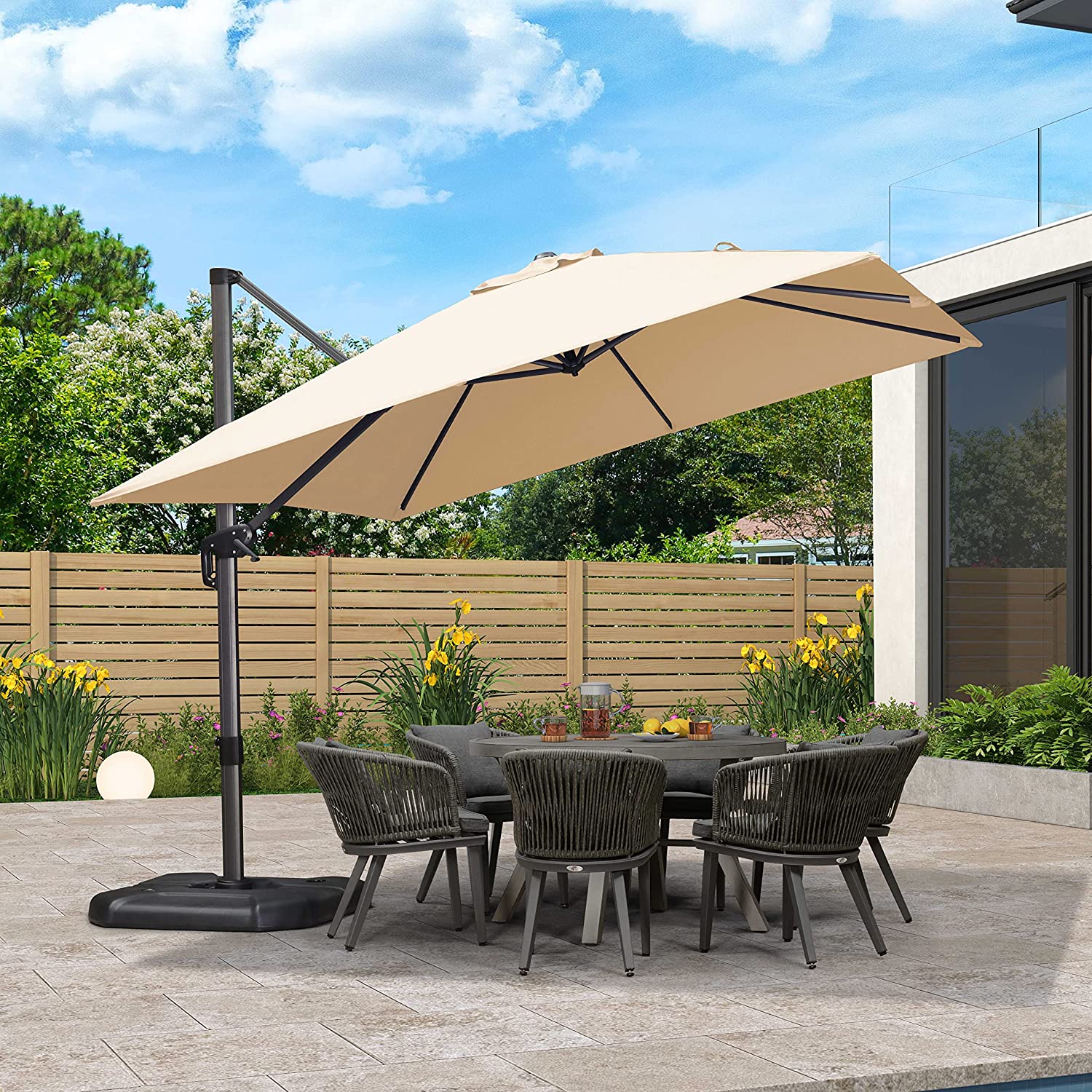 GARDEN 10 Ft Offset Cantilever Umbrellas for Patio Outdoor Shade, Navy ...