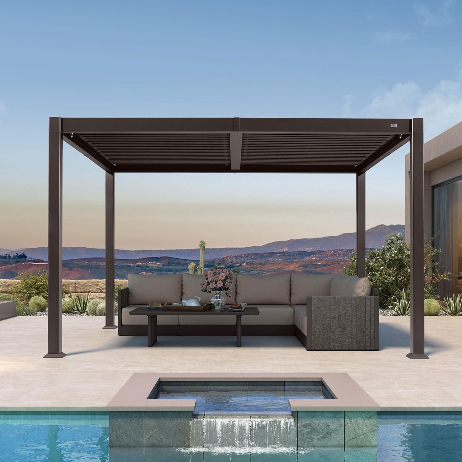 PURPLE LEAF 10' x 12' Patio Louvered Pergola Adjustable Louvre Shade ...