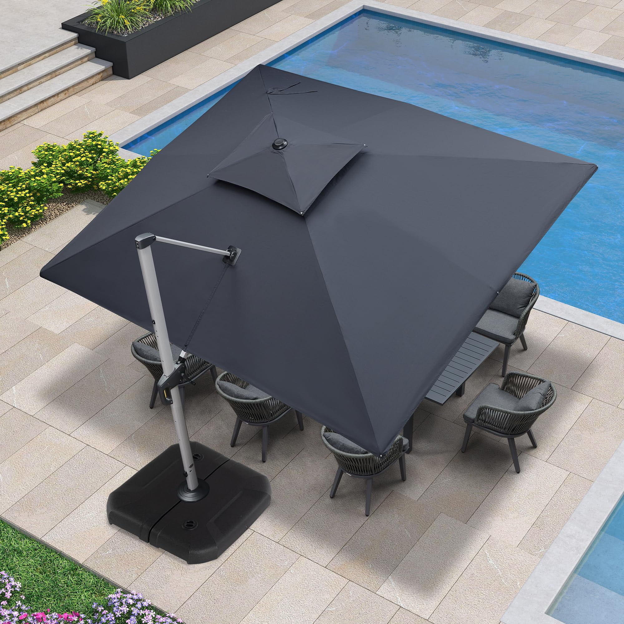 PURPLE LEAF 10 x 12FT Deluxe Rectangular Patio Umbrella, Large Offset ...