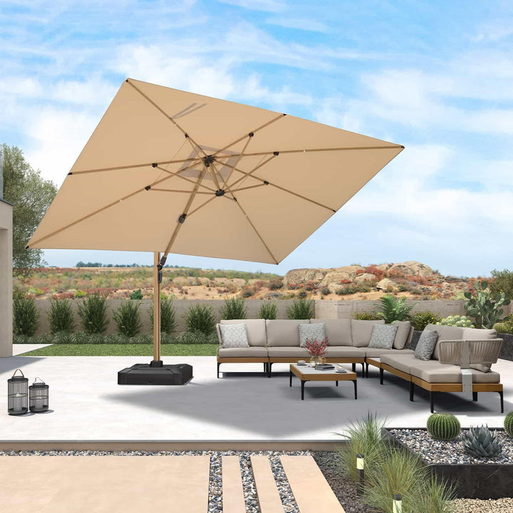 PURPLE LEAF 10’x 13’ Rectangle Patio Cantilever Umbrella Large Hanging ...