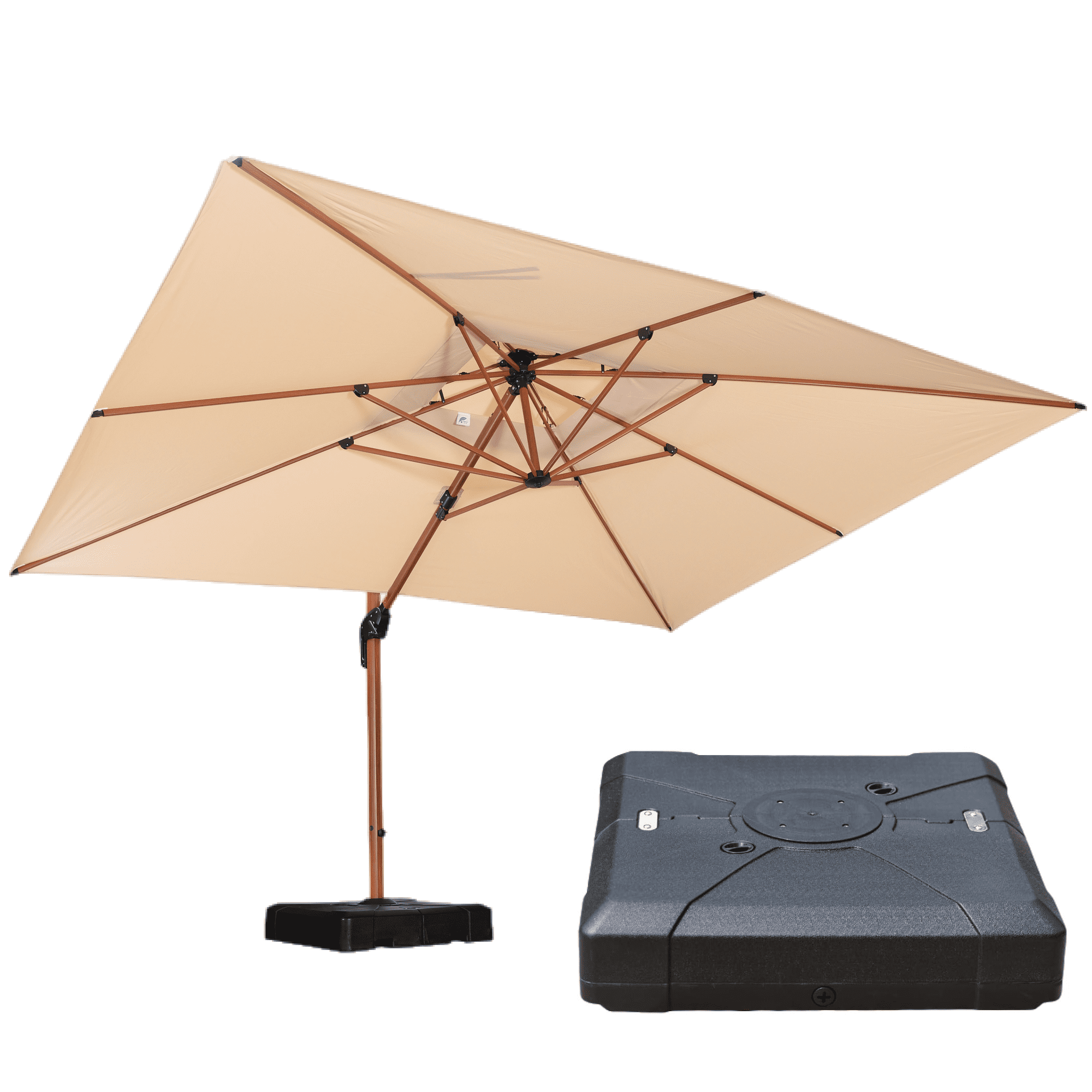 PURPLE LEAF 10 x 13FT Deluxe Rectangle Wood Grain Patio Umbrella with ...