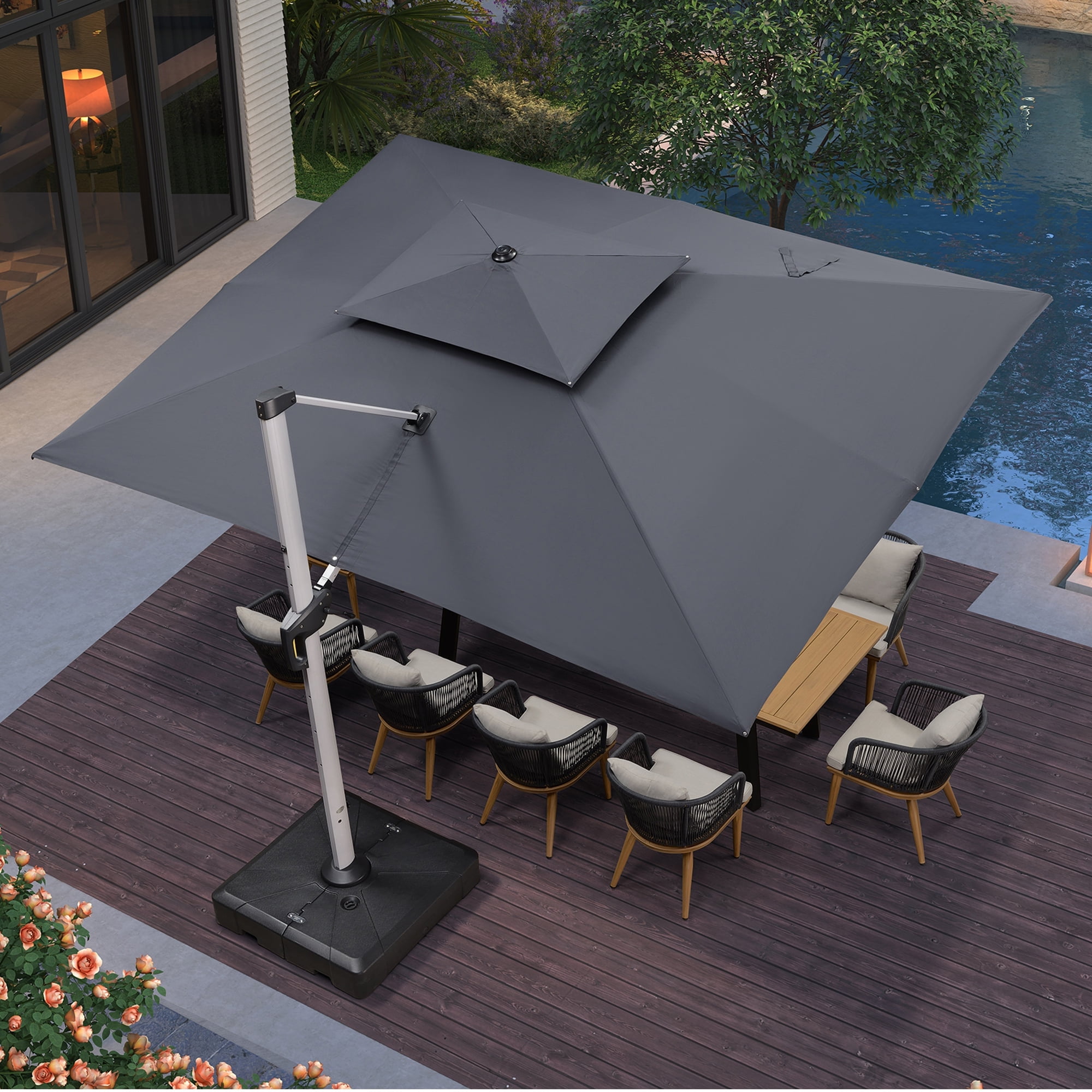 PURPLE LEAF 10x13 ft Rectangle Cantilever Patio Umbrella, UV & Wind ...