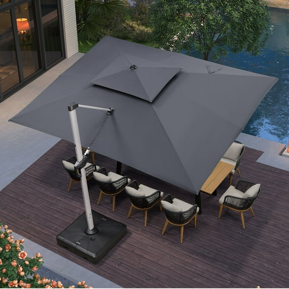 PURPLE LEAF 10x13 ft Rectangle Cantilever Patio Umbrella, UV & Wind ...
