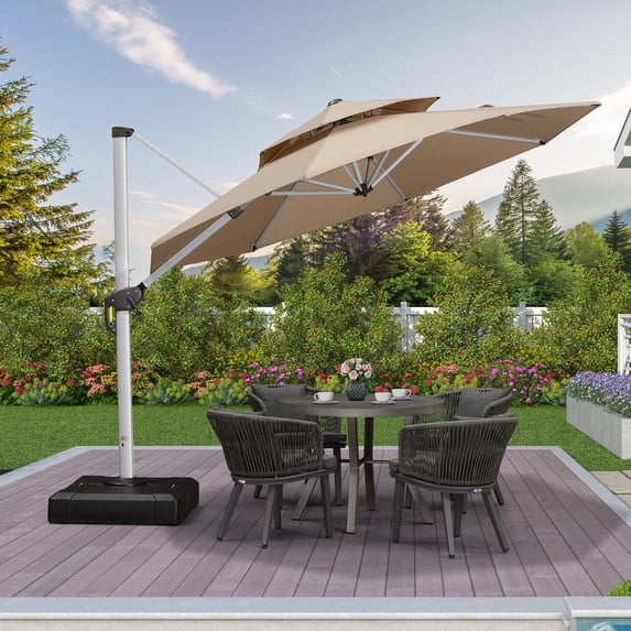 PURPLE LEAF 10ft Patio Umbrella, Cantilever Sun Umbrella for Garden ...