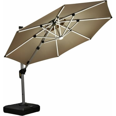 PURPLE LEAF 10 Feet Patio Umbrella with Base Outdoor Cantilever Round ...