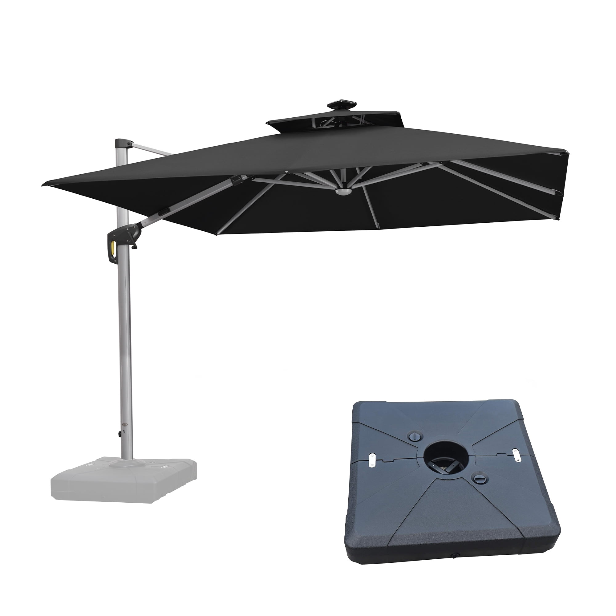 PURPLE LEAF 10FT Deluxe Square Solar Powered LED Patio Umbrella with ...