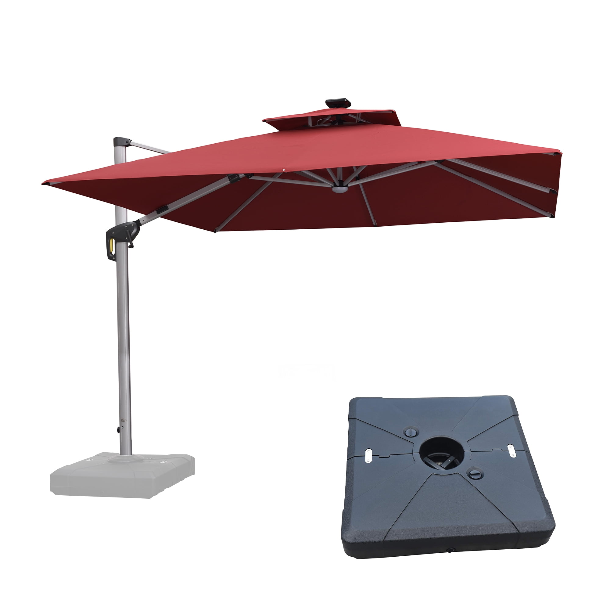 PURPLE LEAF 10FT Deluxe Square Solar Powered LED Patio Umbrella with ...