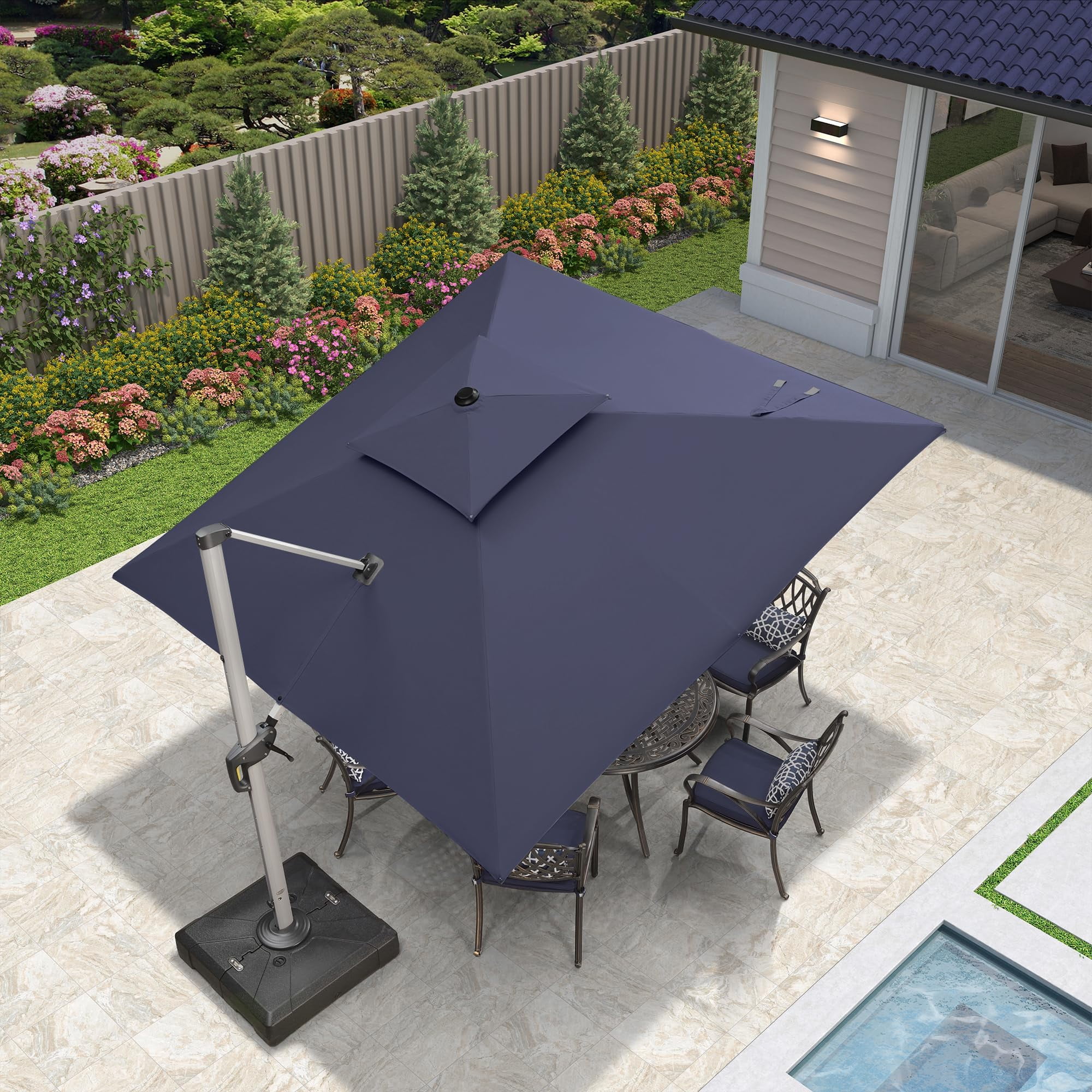 PURPLE LEAF 10FT Deluxe Square Sunbrella Patio Umbrella, Large Offset ...