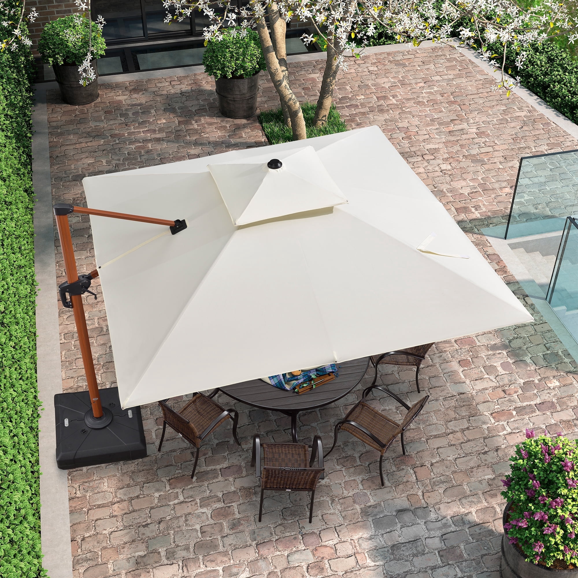 Purple Leaf, Patio Umbrella, 10ft Deluxe Square Wood Grain, Cream ...