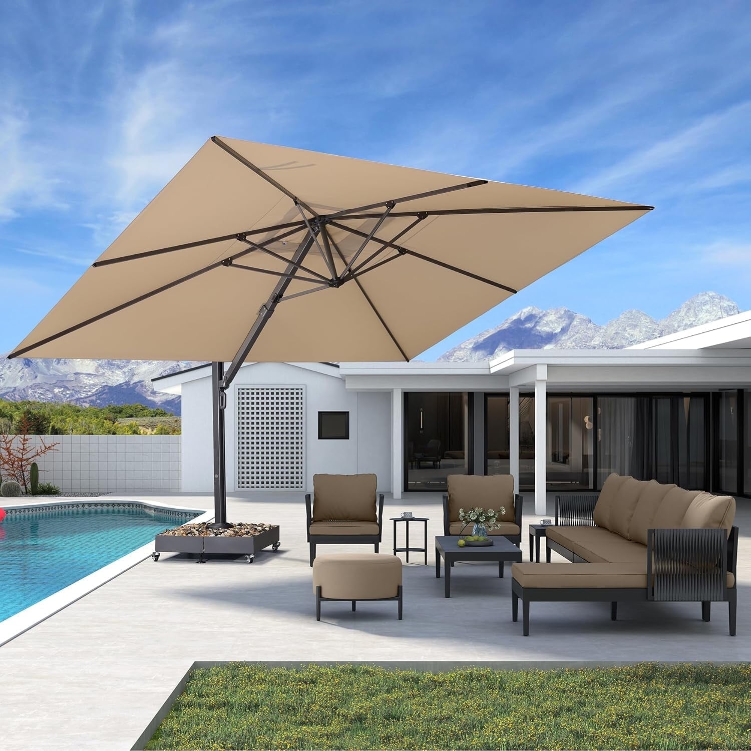 PURPLE LEAF 11' X 15' Outdoor Cantilever Umbrellas Rectangle Aluminum ...